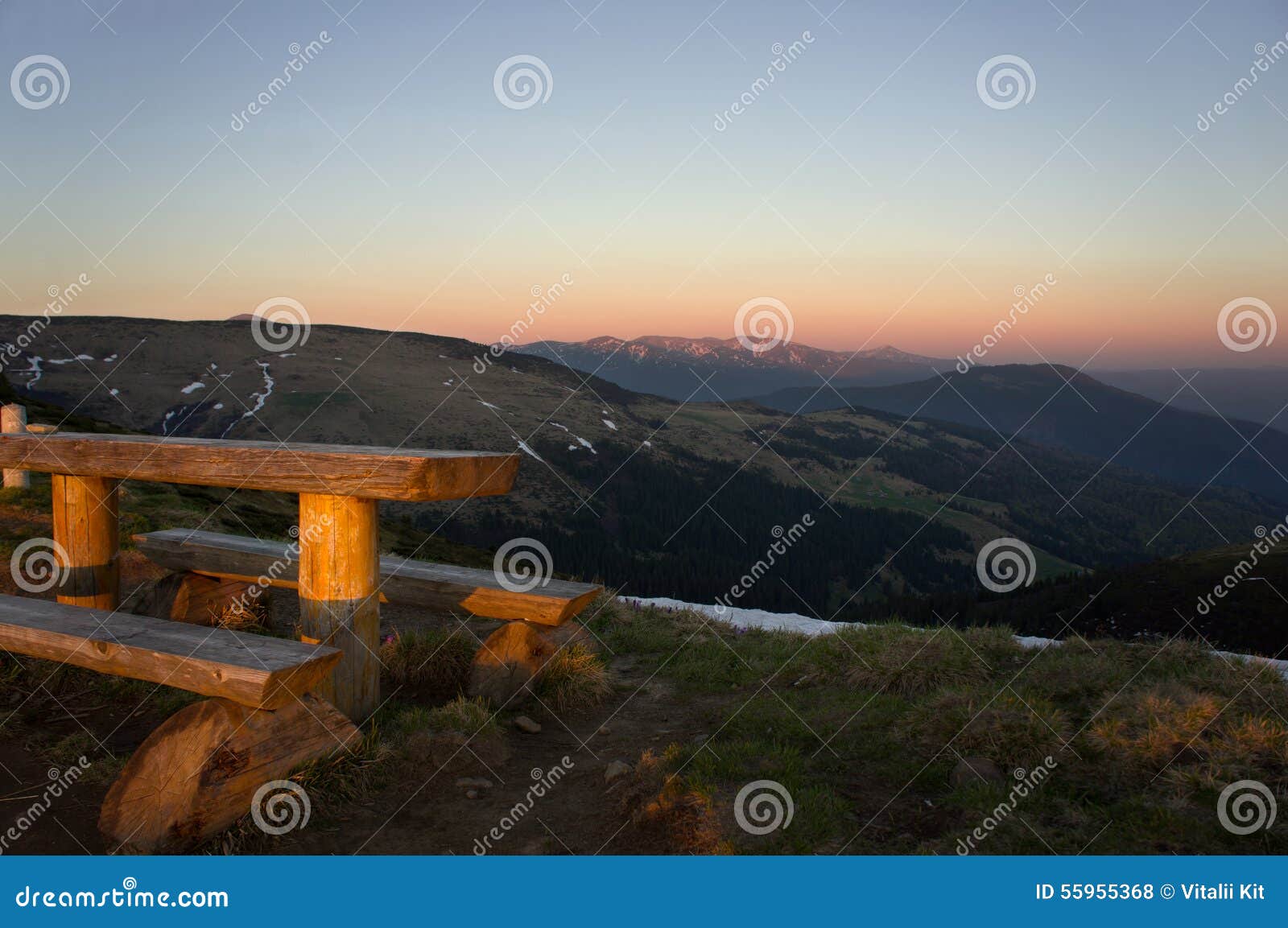 Outdoor Bench in a Nice Mountain Area Stock Photo - Image of mountain ...