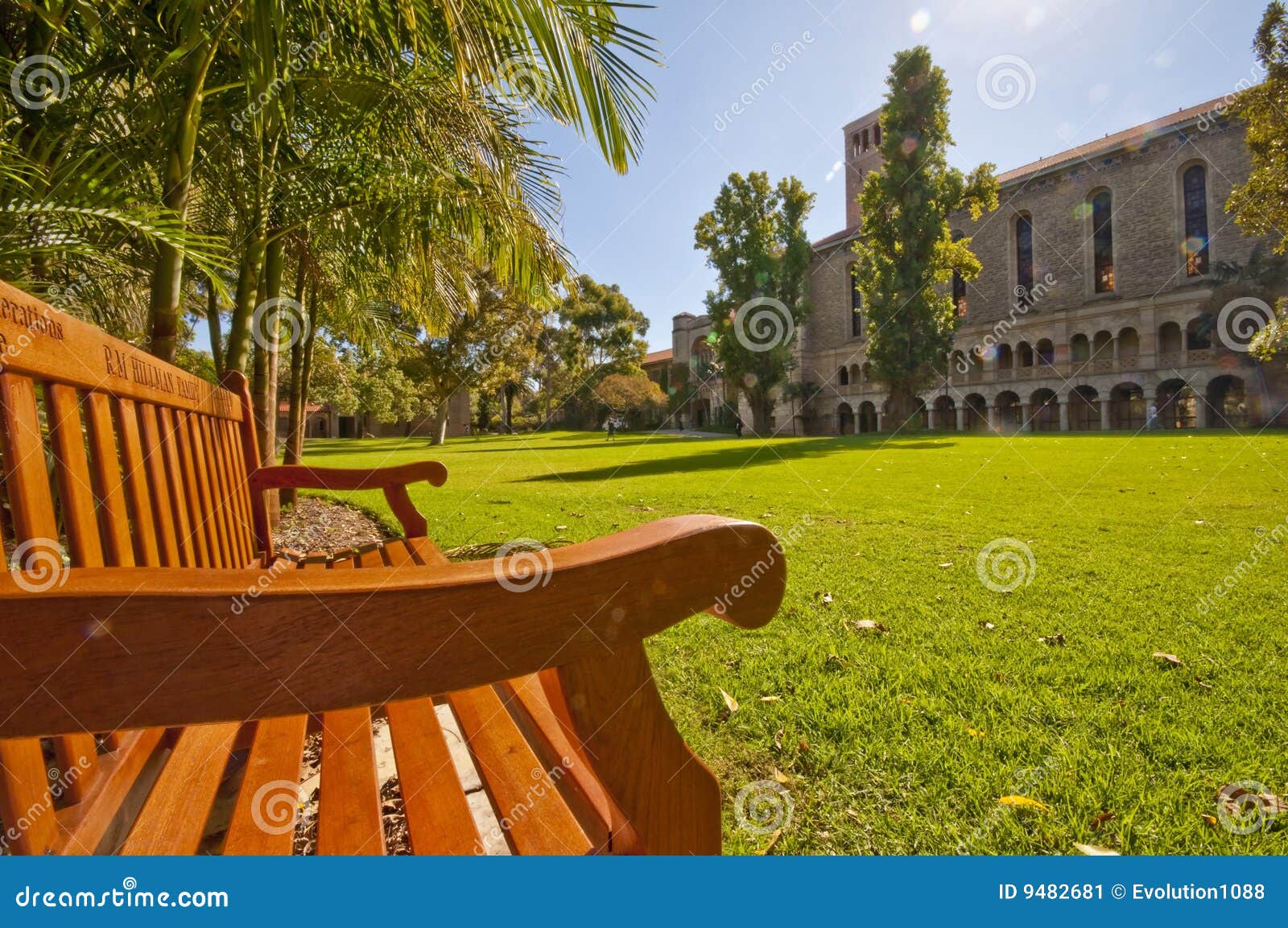 Outdoor Bench in University Park Stock Image - Image of bench ...
