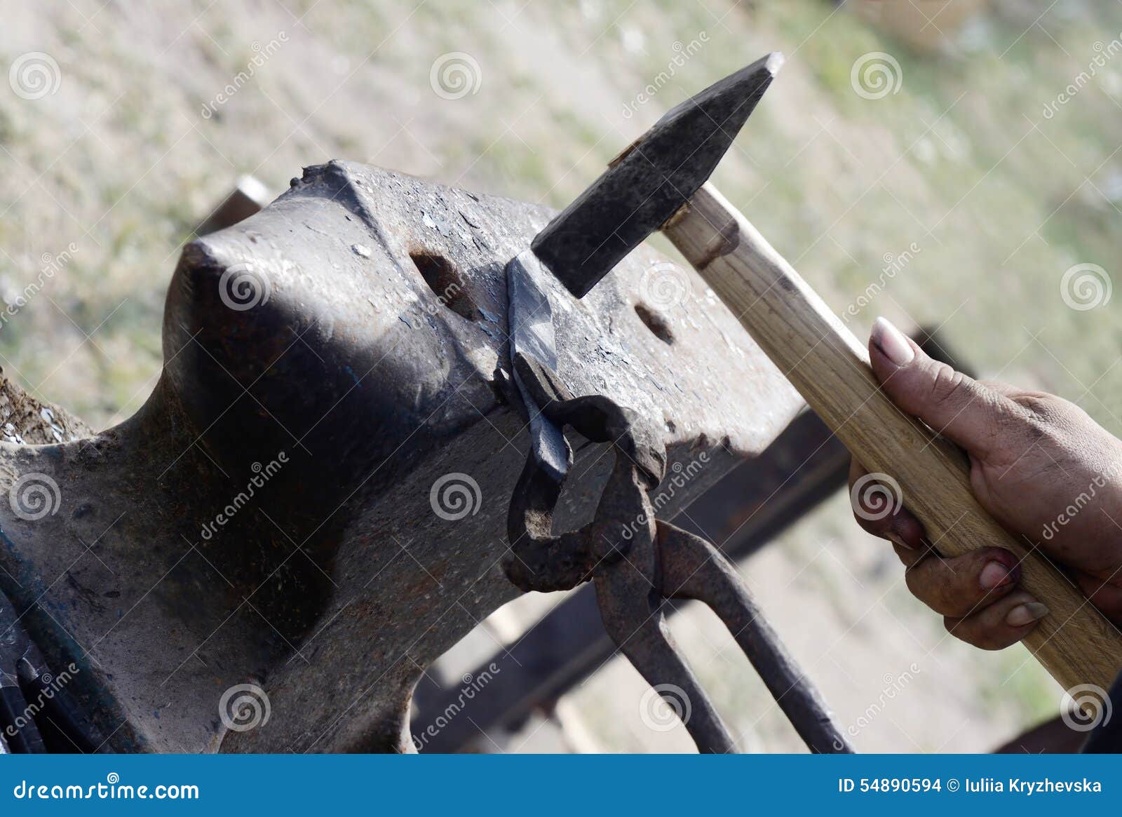 Outdoor Blacksmith S Workshop of Making Horseshoe Stock Photo - Image ...