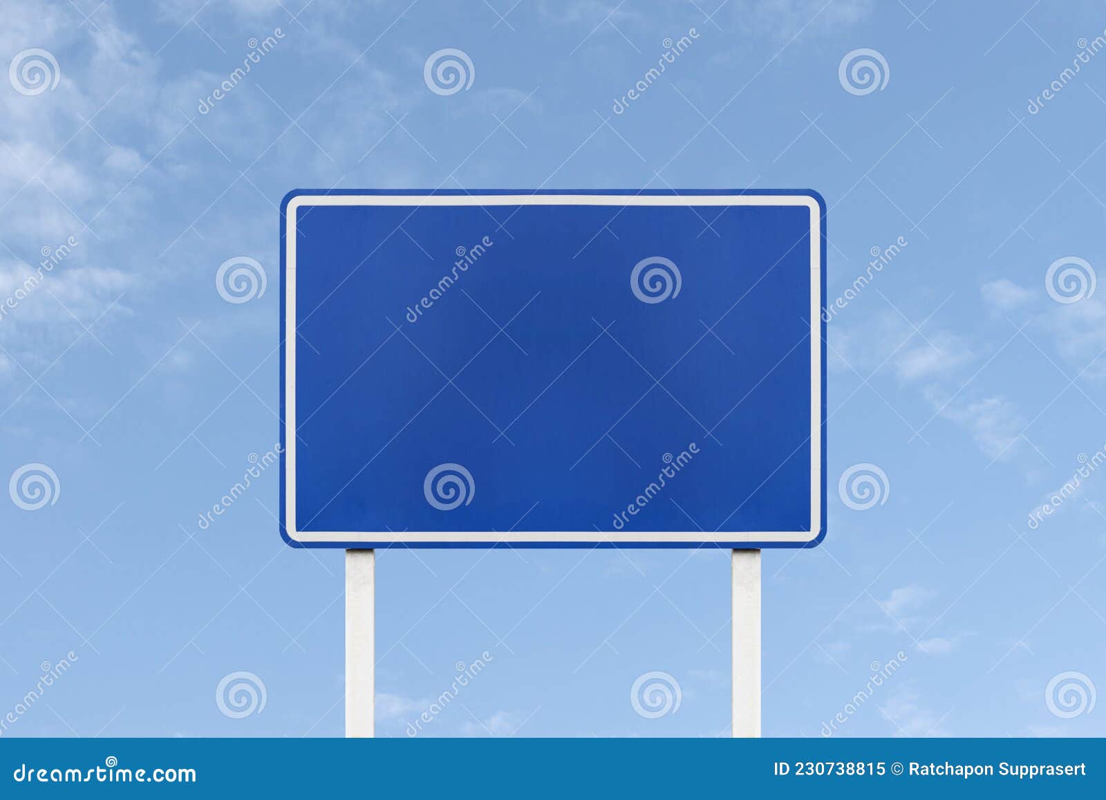 Outdoor Blue Sign on Blue Sky Background Stock Image - Image of ...