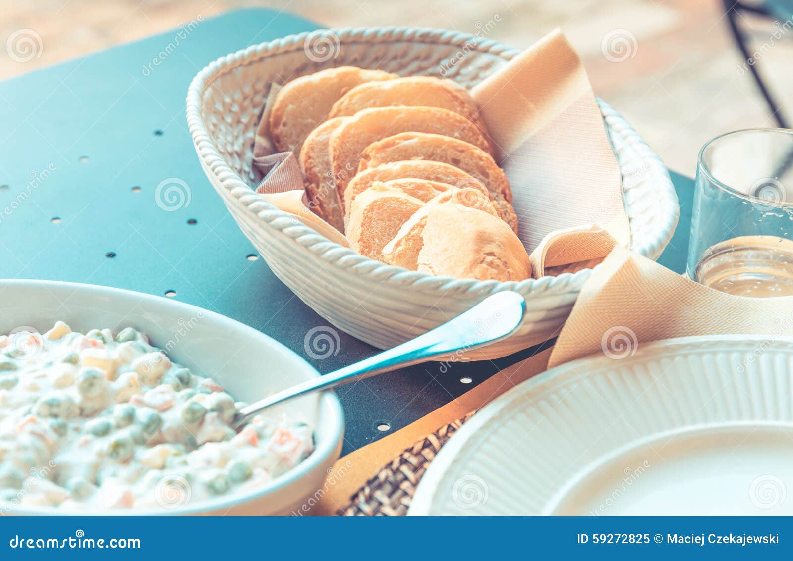 Outdoor breakfast setting stock image. Image of black - 59272825