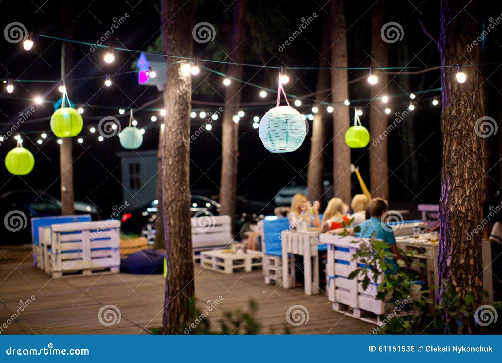 Outdoor Cafe in the Evening Stock Photo - Image of arrangement, bistro ...