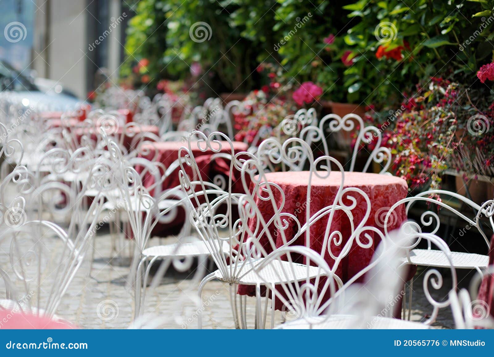 Outdoor cafe in Italy stock photo. Image of chairs, flowers - 20565776