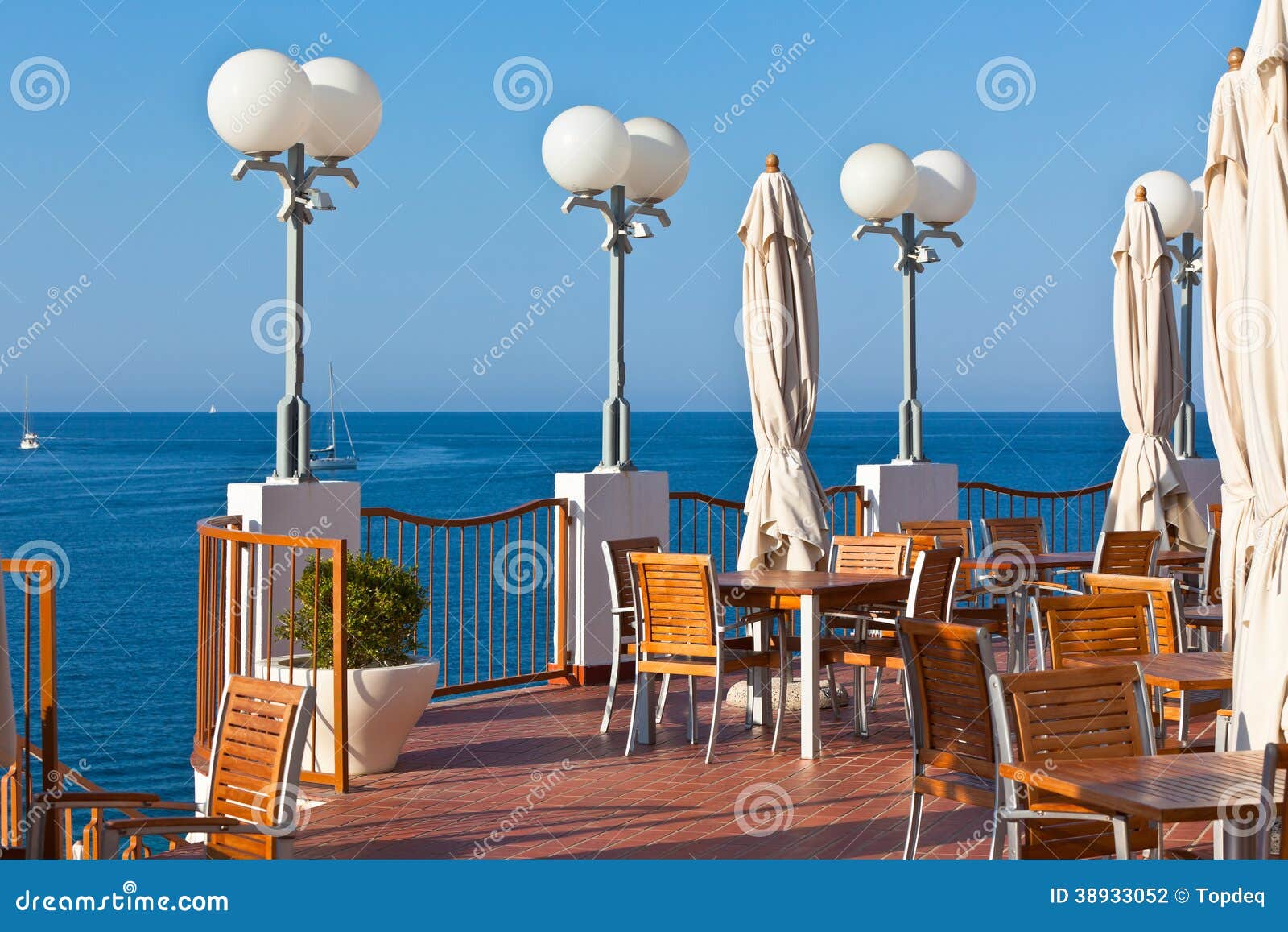 Outdoor Cafe with Sea View stock photo. Image of nature - 38933052