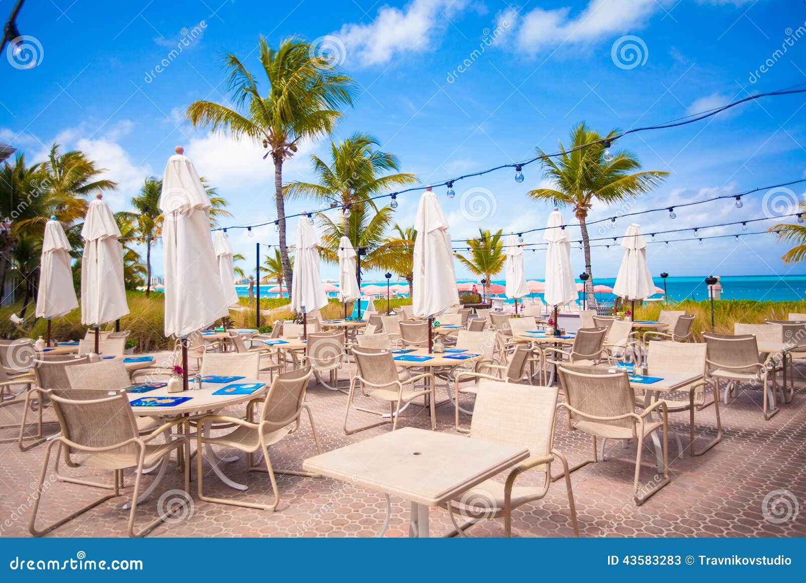 Outdoor Cafe on Tropical Beach Stock Image - Image of exterior, luxury ...