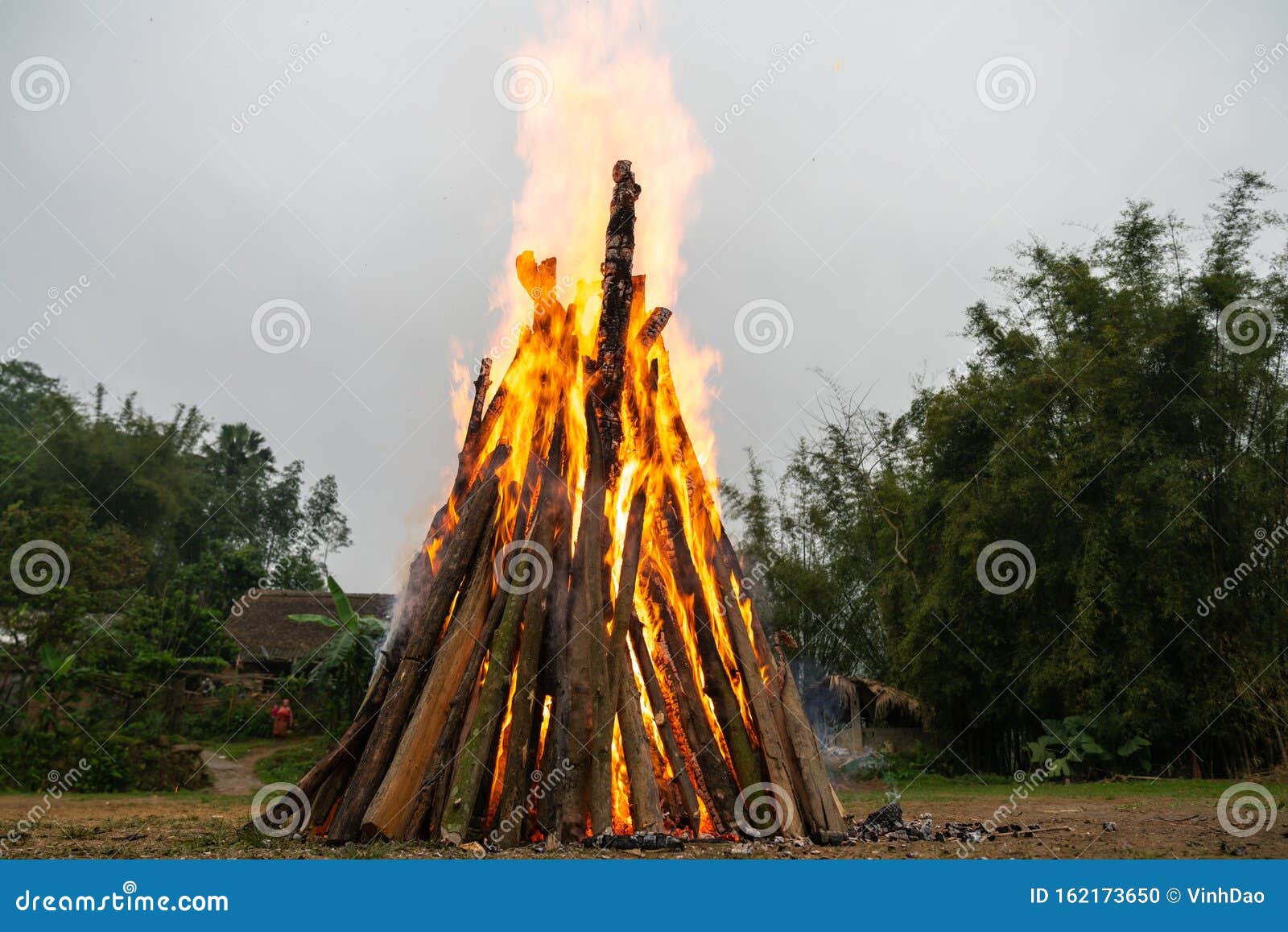 Outdoor Camp Fire Burning at Blue Hour or Twilight Stock Photo - Image ...