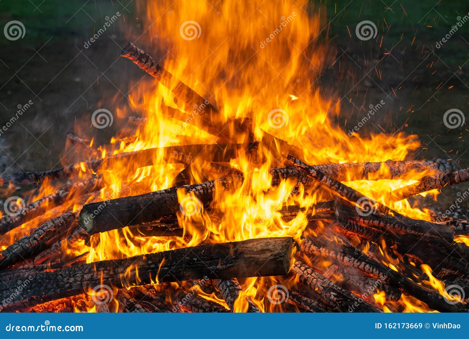 Outdoor Camp Fire Burning at Blue Hour or Twilight Stock Image - Image ...