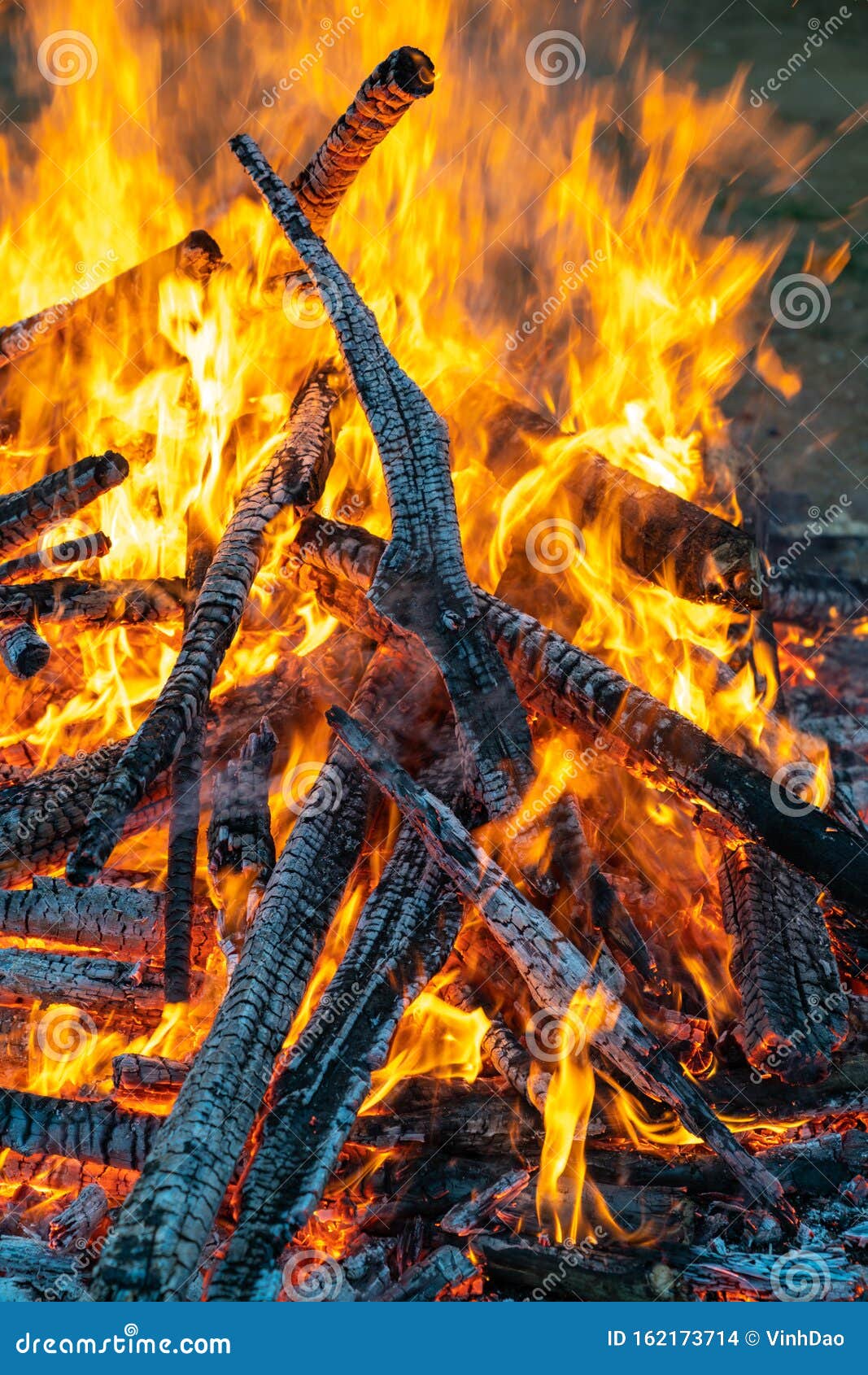 Outdoor Camp Fire Burning at Blue Hour or Twilight Stock Photo - Image ...