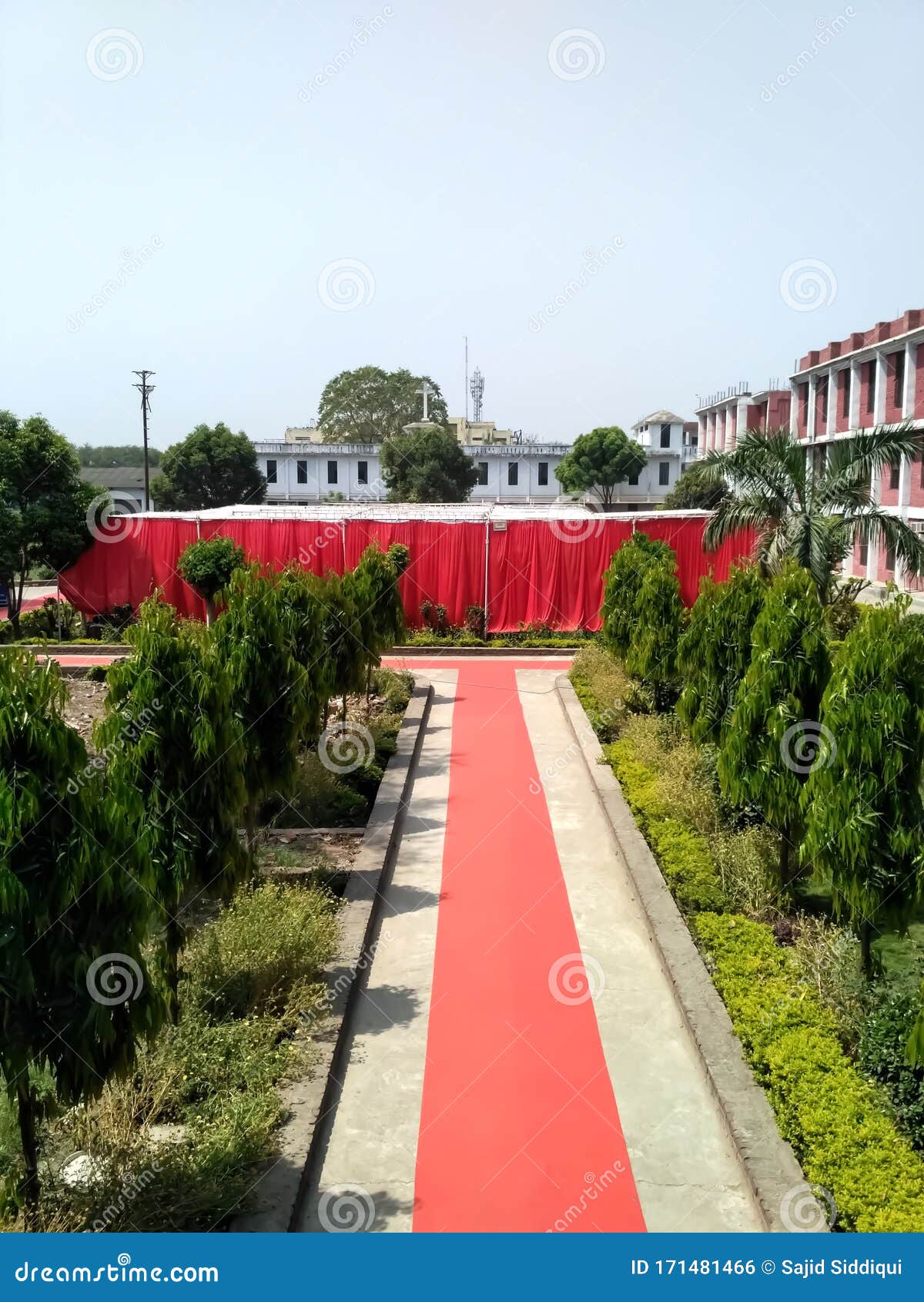 An Outdoor Campus View of College Building Stock Photo - Image of blue ...
