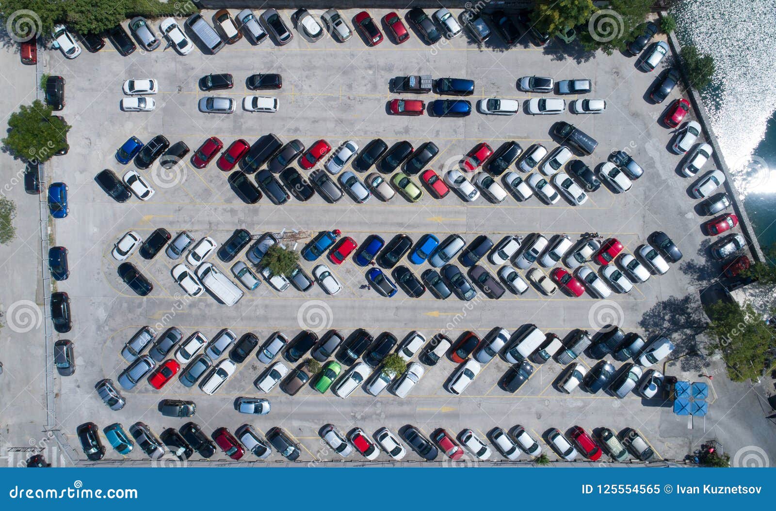 Outdoor Car Park View from Above, Daytime Stock Image - Image of large ...