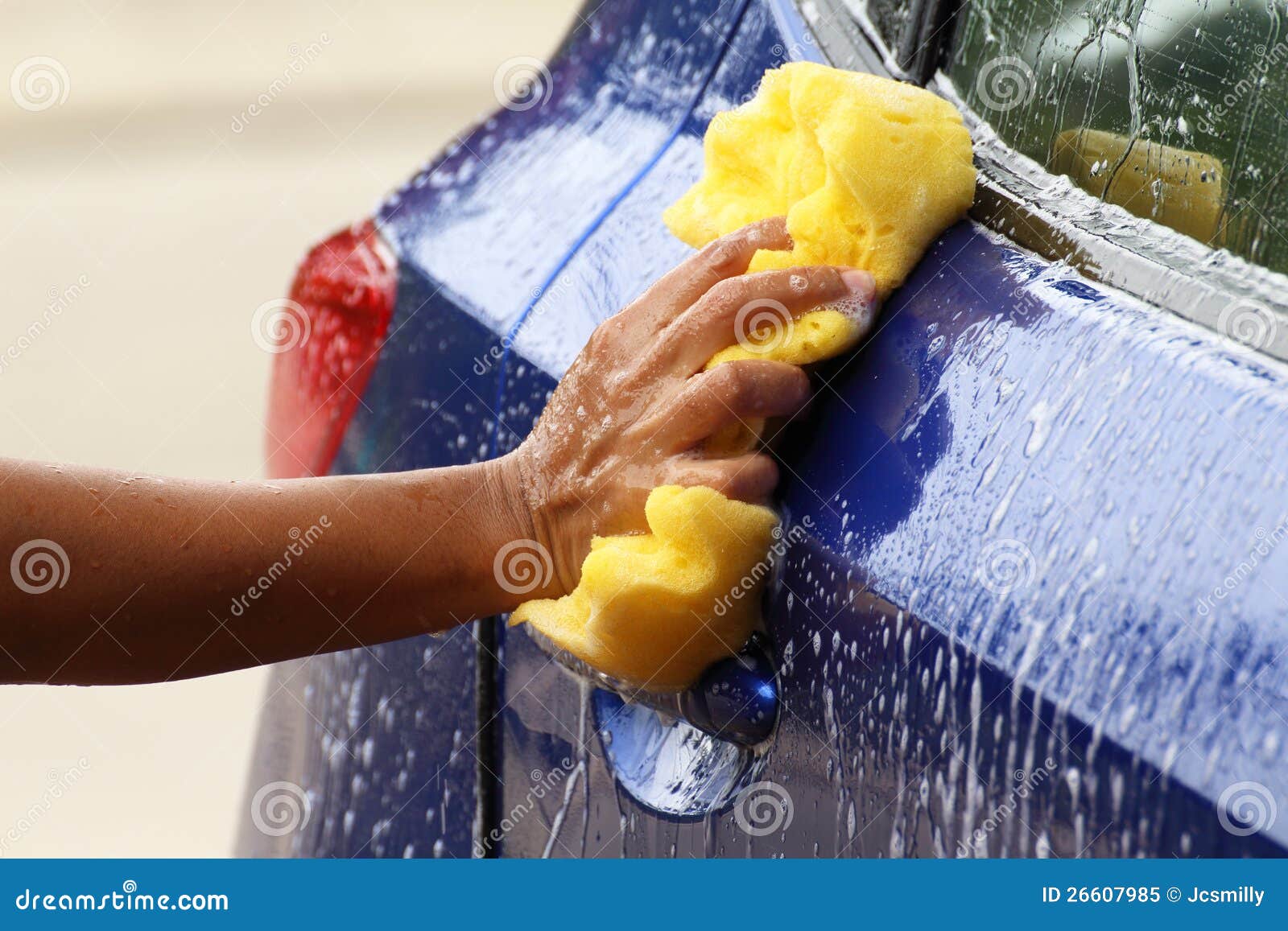 Outdoor Car Wash with Yellow Sponge Stock Image - Image of shinning ...