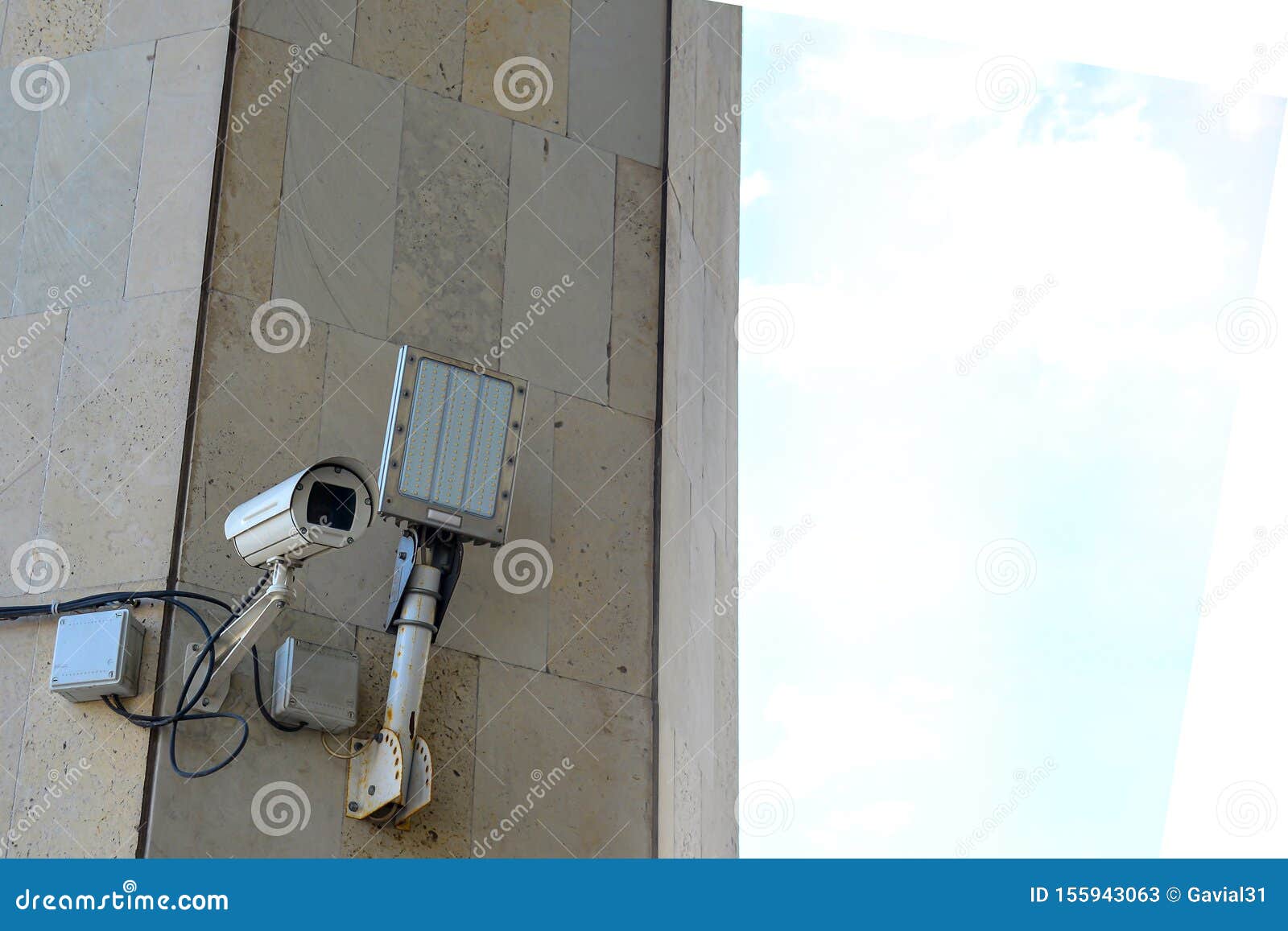 Outdoor Cctv Camera. with Infrared Night Sensor and LED Spotlight Stock ...