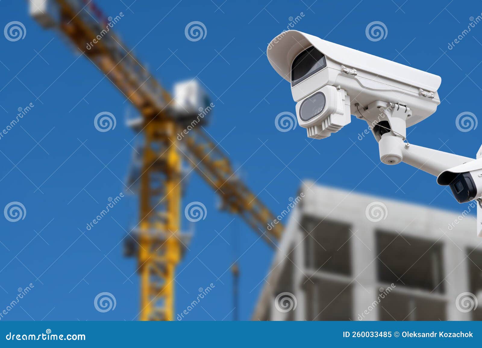 Outdoor Cctv Camera, Secure Construction Site. Stock Image - Image of ...