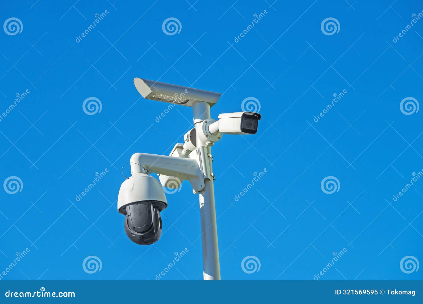 Outdoor CCTV Security Camera and Autonomous Lighting System Stock Image ...