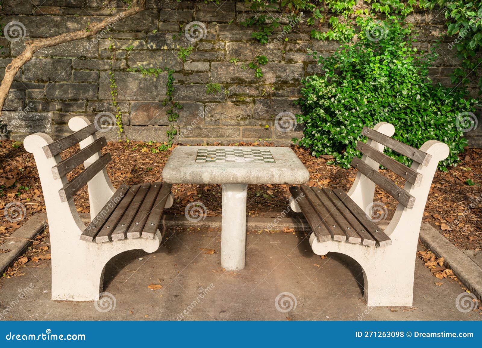 Outdoor Chess Checkerboard Game with Benches in Park Stock Photo ...