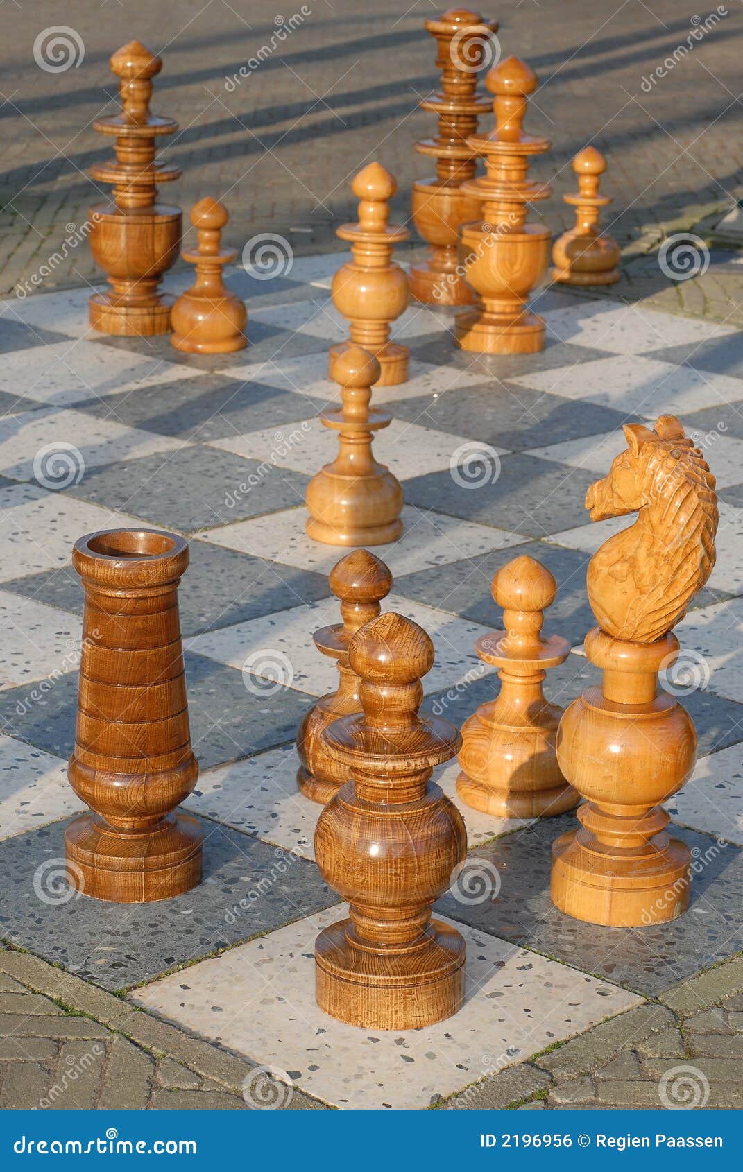 Outdoor Chess Game At Big Chequer Board. Super Big Size Of Black And ...