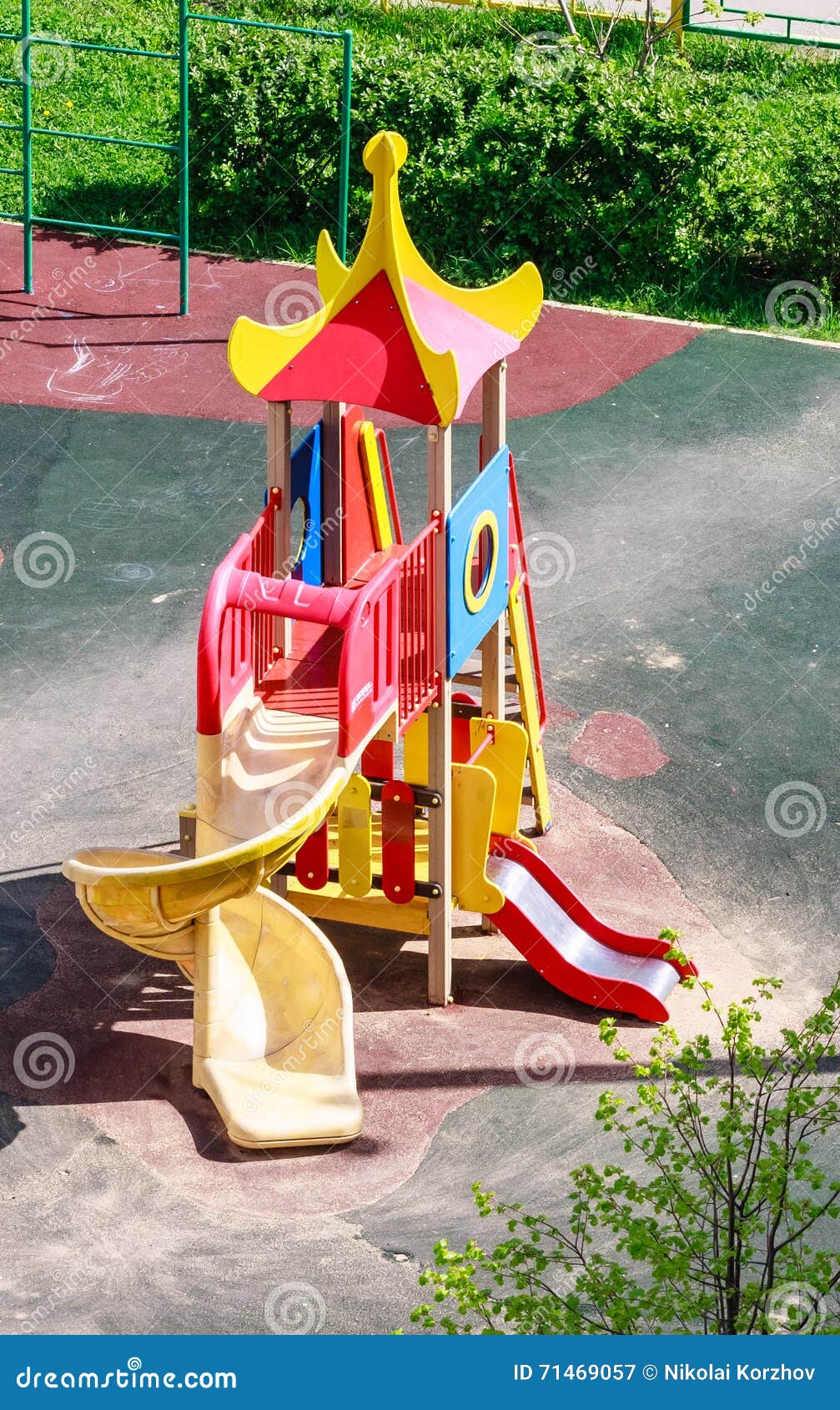 Outdoor Children Playground in Sunny Day Stock Image - Image of ...