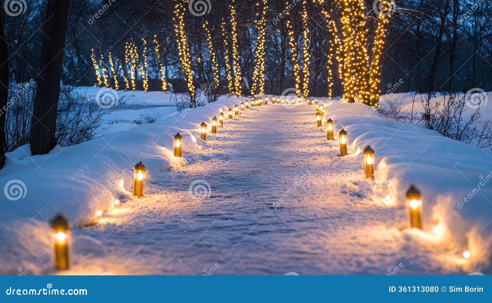 Outdoor Christmas Lights Casting a Warm Glow on Stock Photo - Image of ...