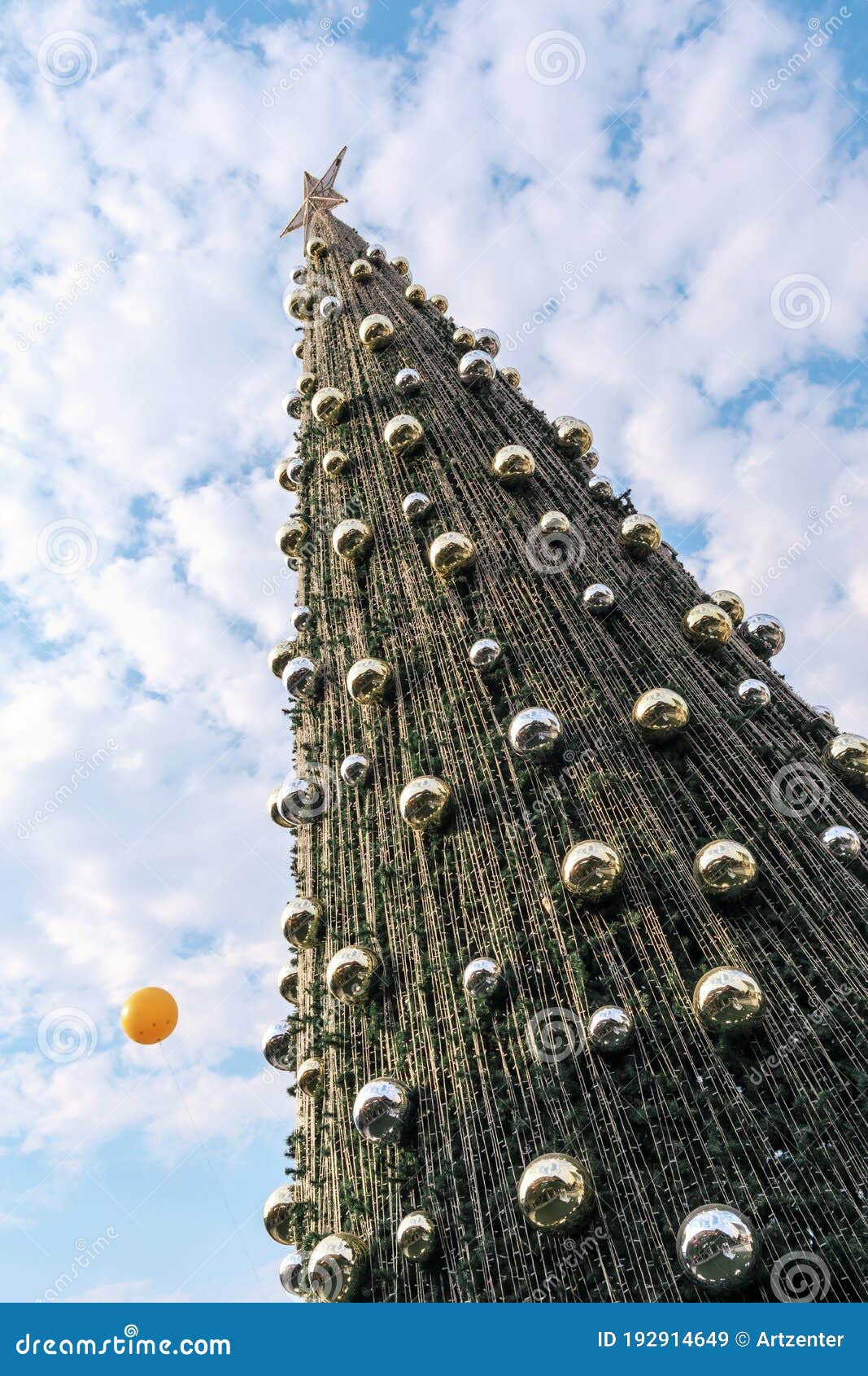 Outdoor Christmas Tree at Daytime Stock Image - Image of decoration ...