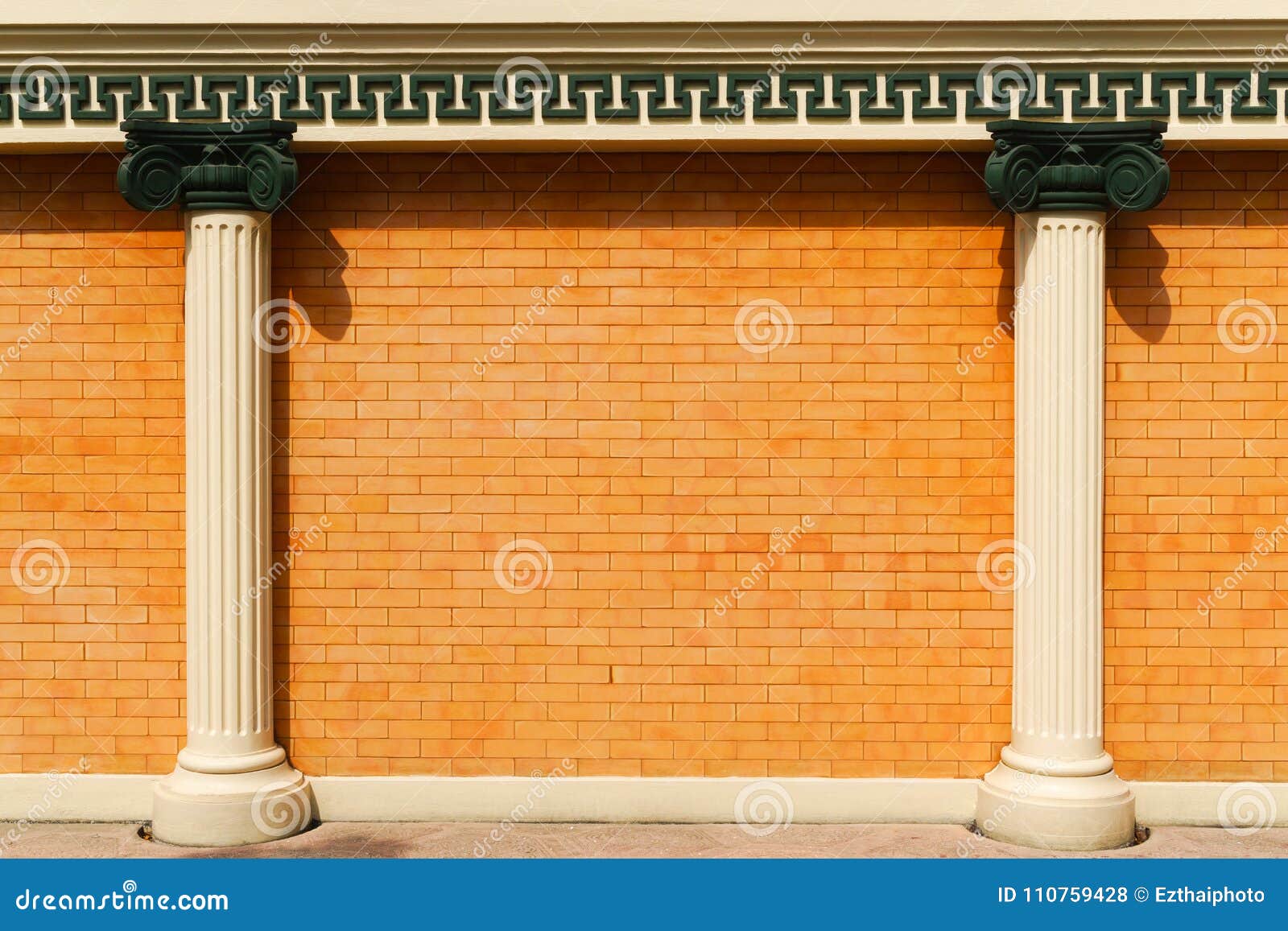 Outdoor Classical Retro Vintage Columns with Brick Wall Texture Stock ...