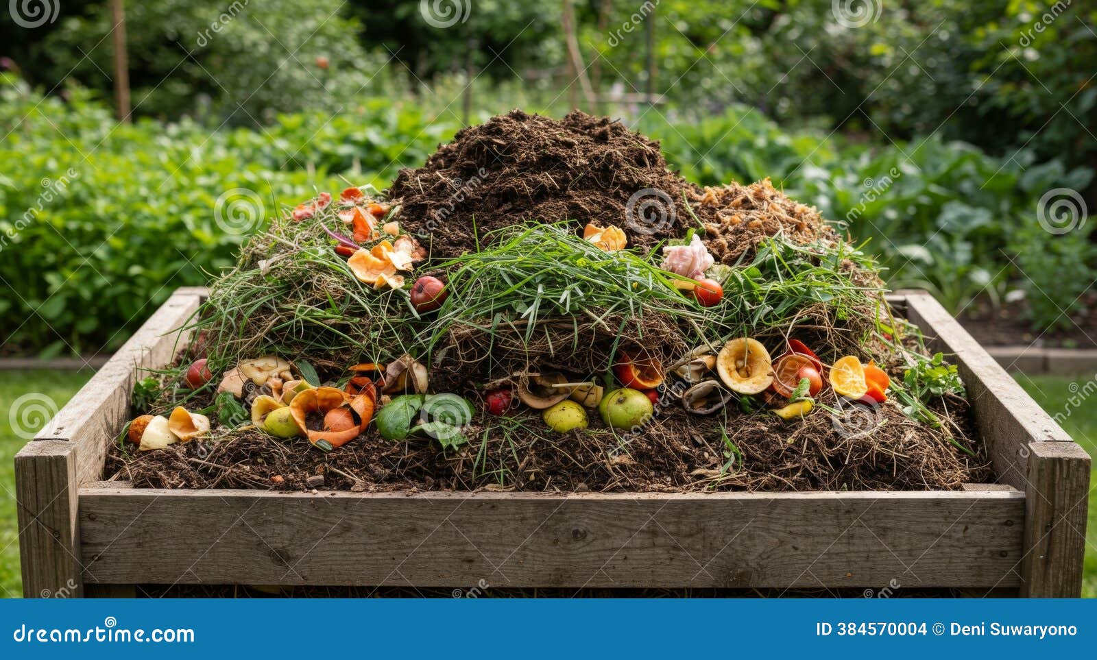 Outdoor Compost Bin Filled With Decomposing Organic Materials ...