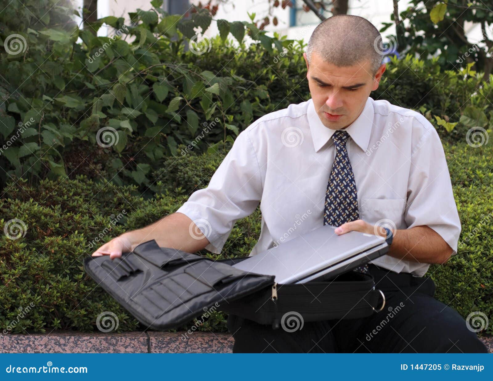 Outdoor computer work stock image. Image of mobile, work - 1447205