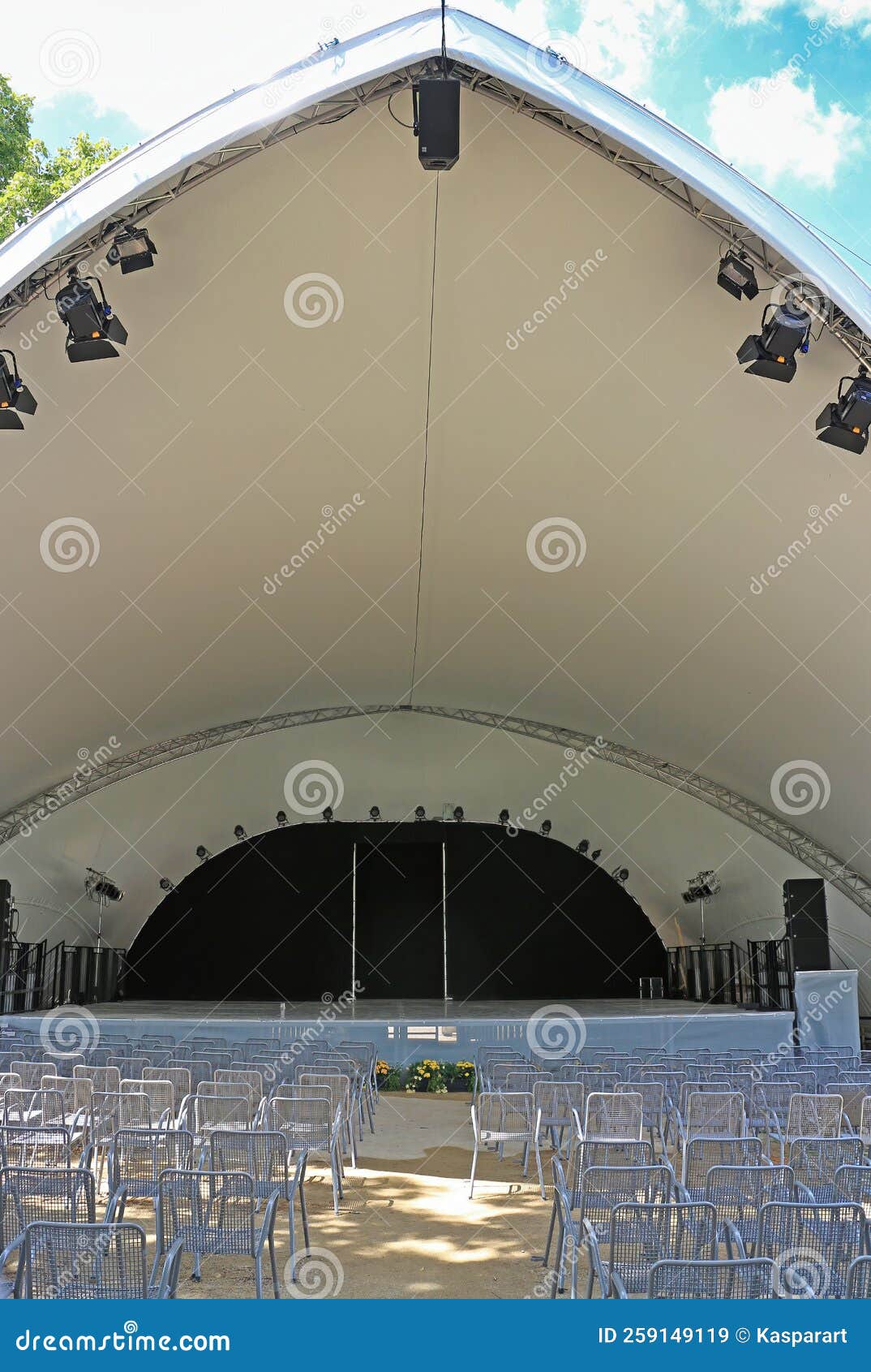 Outdoor Concert Hall with Rows of Empty Chairs Stock Image - Image of ...