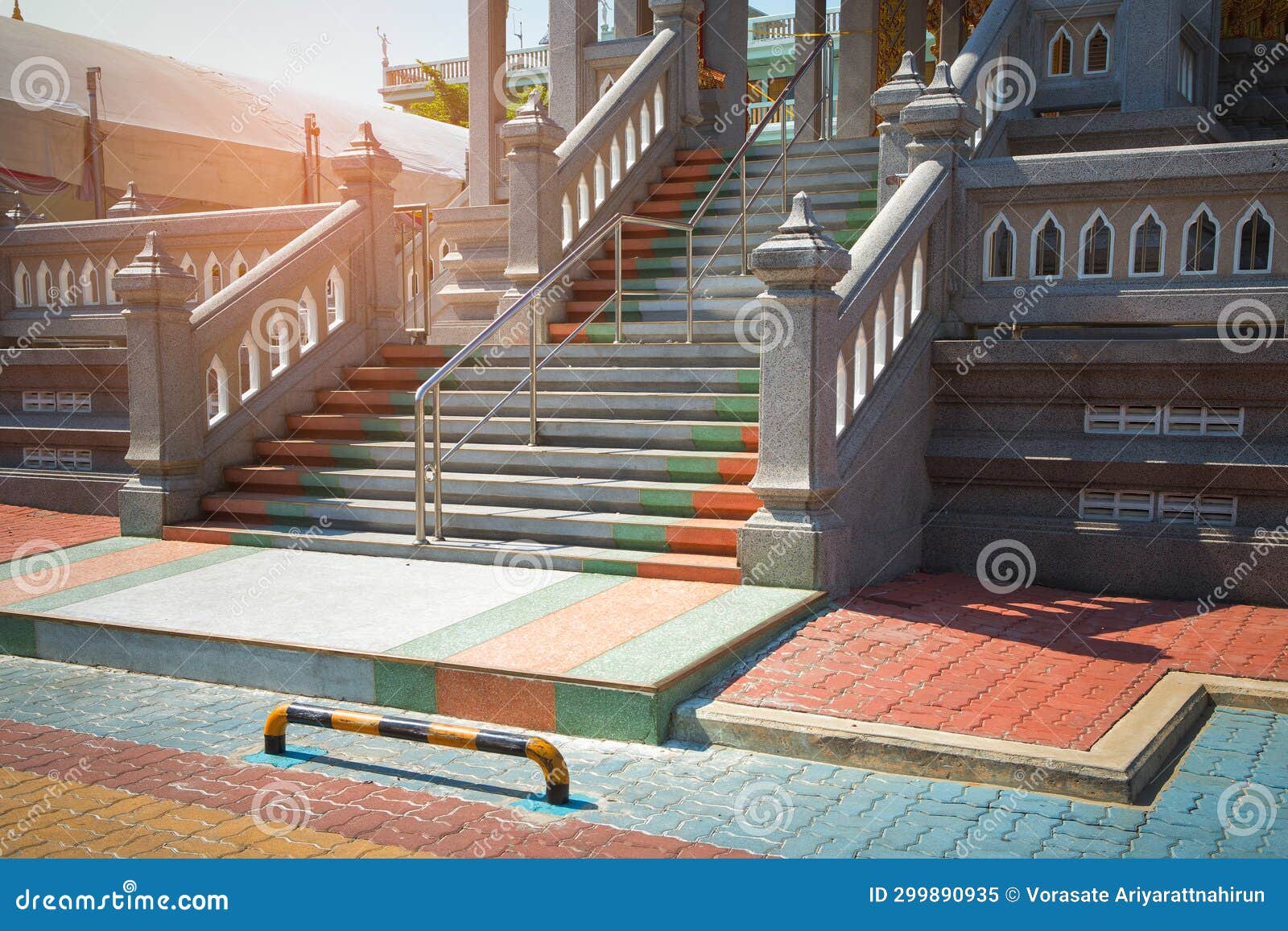 Outdoor Concrete or Cement Staircase with Handrail of the Temple Stock ...