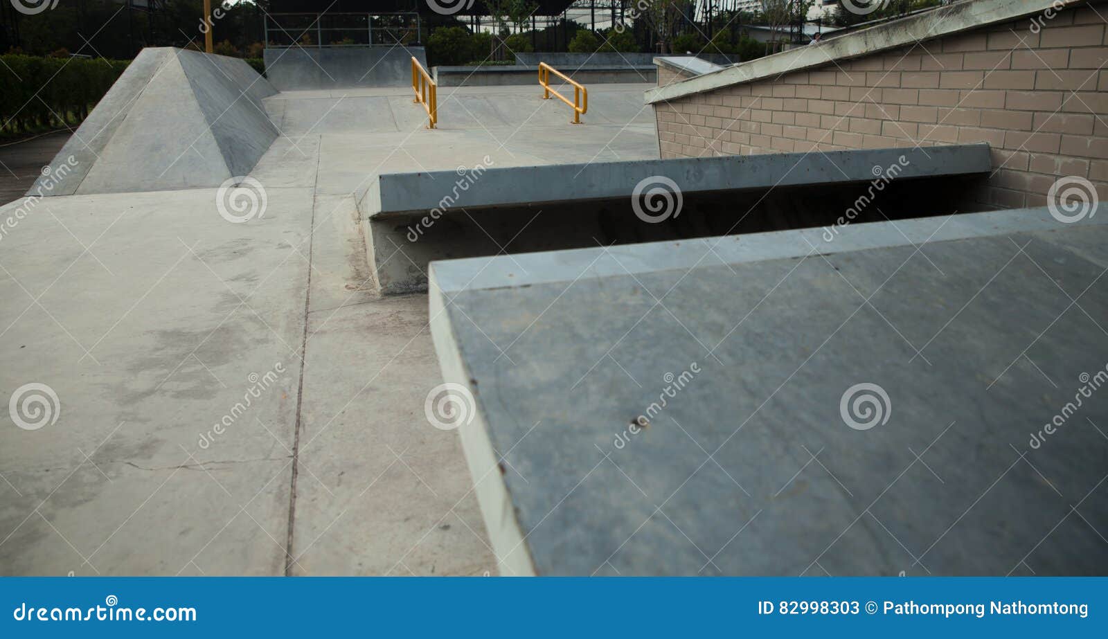 Outdoor Concrete Skateboard Ramp Stock Image - Image of lifestyle ...