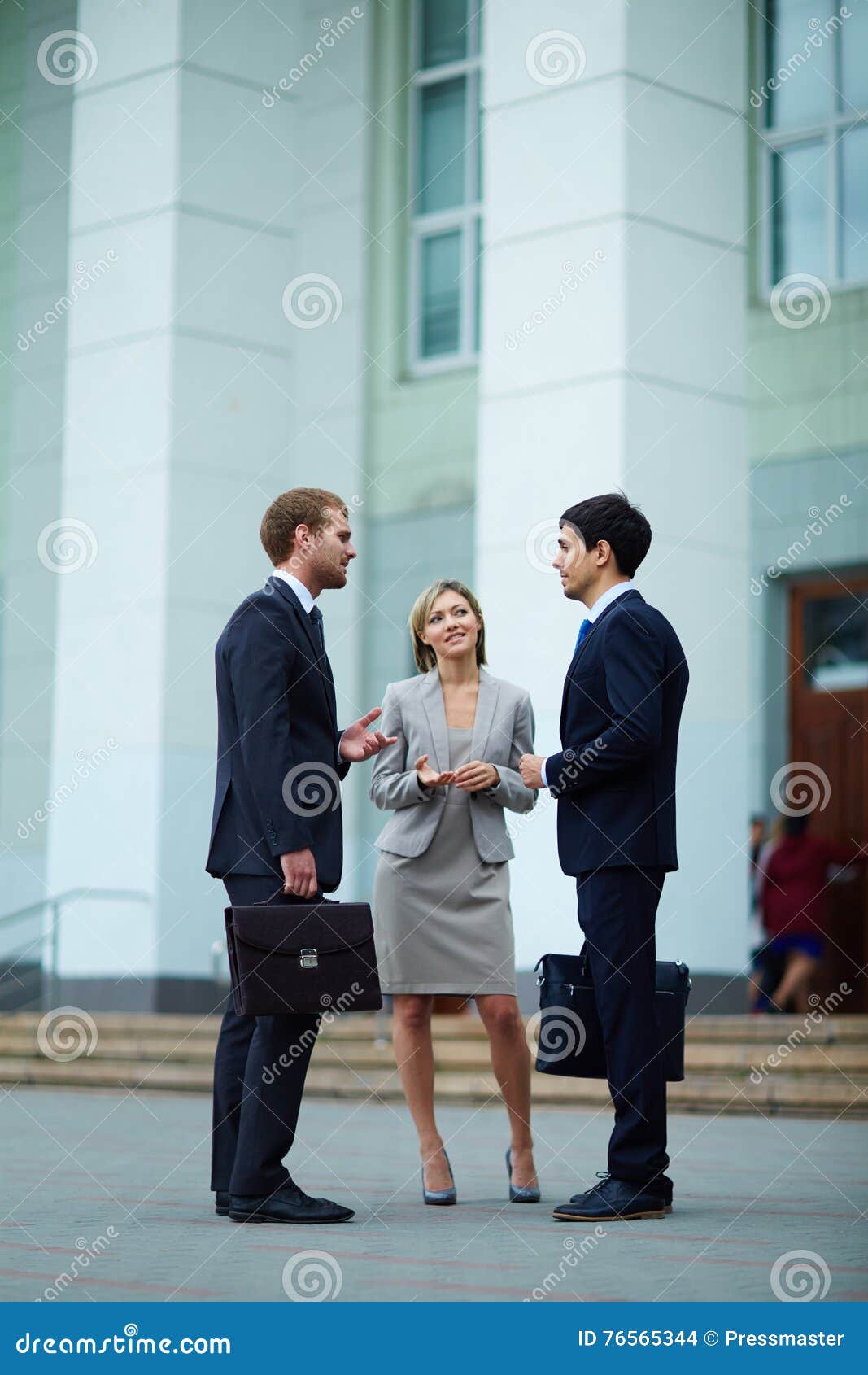 Outdoor conversation stock photo. Image of team, briefcase - 76565344