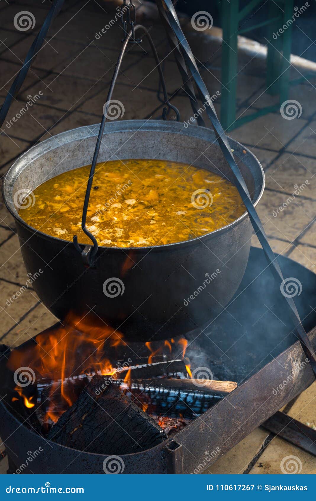 Outdoor Cooking, Fish Soup on Fire Stock Image - Image of seafood ...