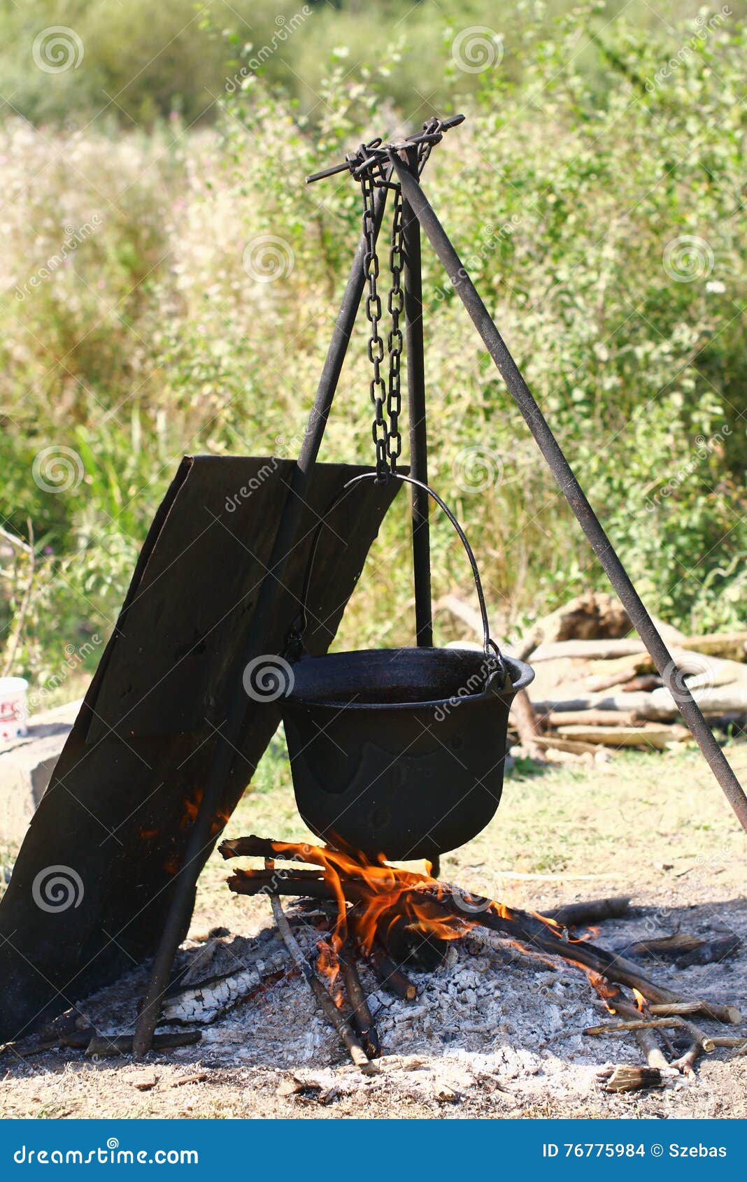 Outdoor Cooking stock photo. Image of heating, survival - 76775984