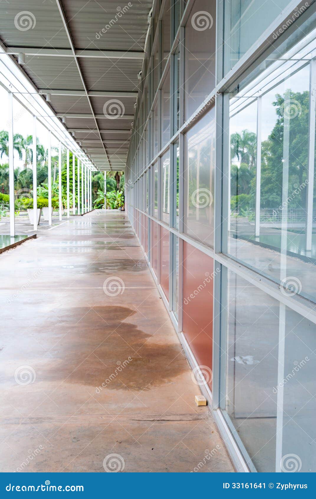 Outdoor Corridor of Architecture Perspective Stock Image - Image of ...