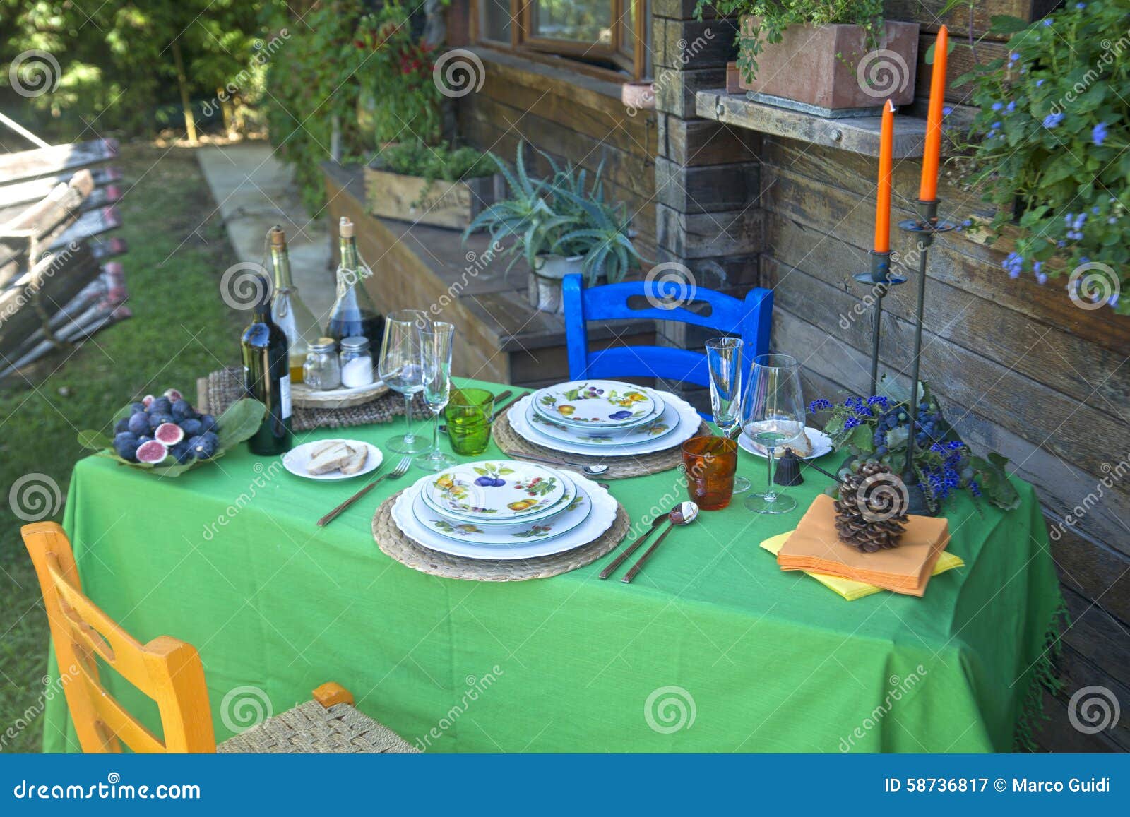 Outdoor dining table stock image. Image of glass, wine - 58736817