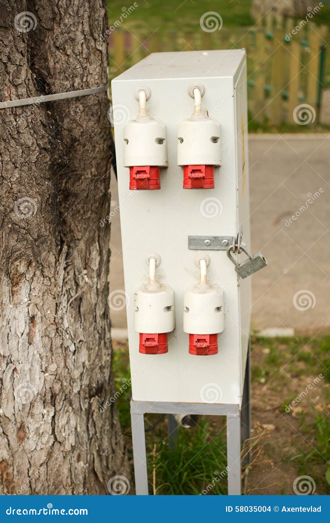 Outdoor Electric Control Box Stock Photo - Image of cable, label: 58035004