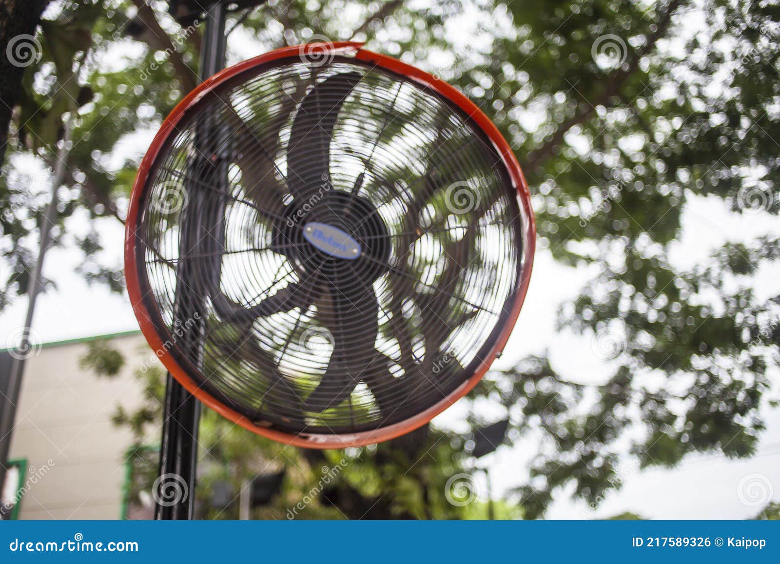 Outdoor electric mist fan stock photo. Image of coolant - 217589326
