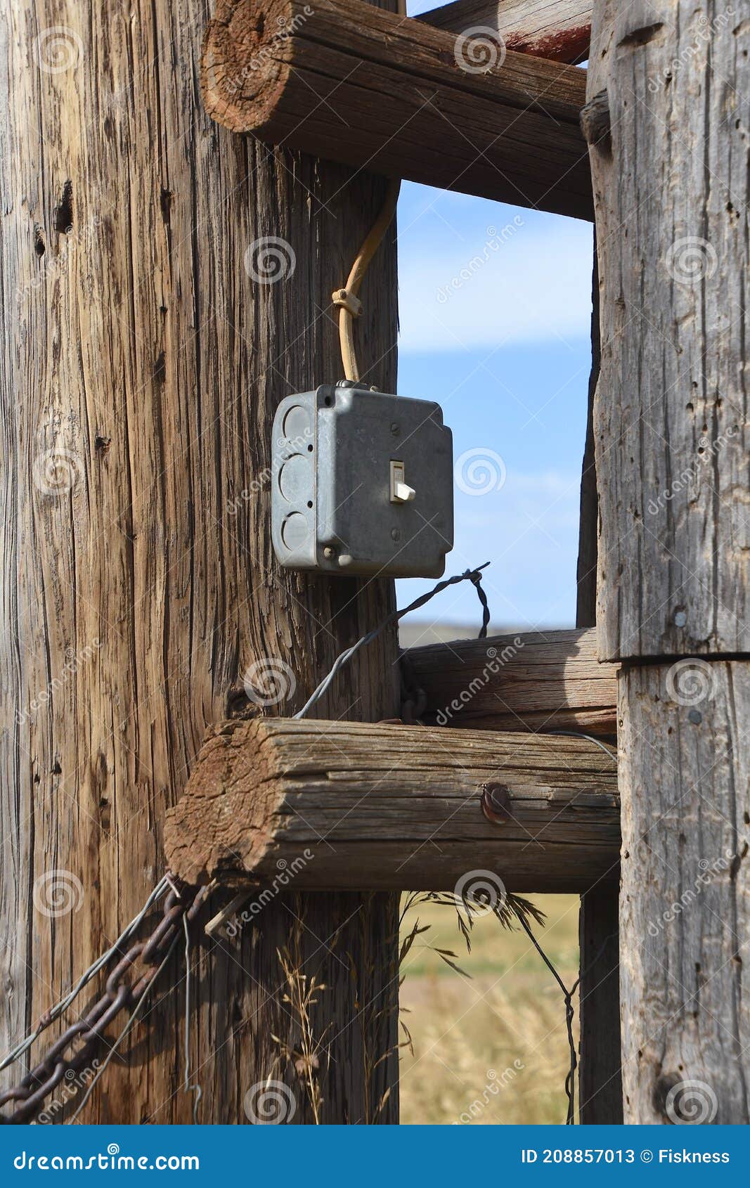 Outdoor Electrical Switch Located on a Corral Post Stock Image - Image ...