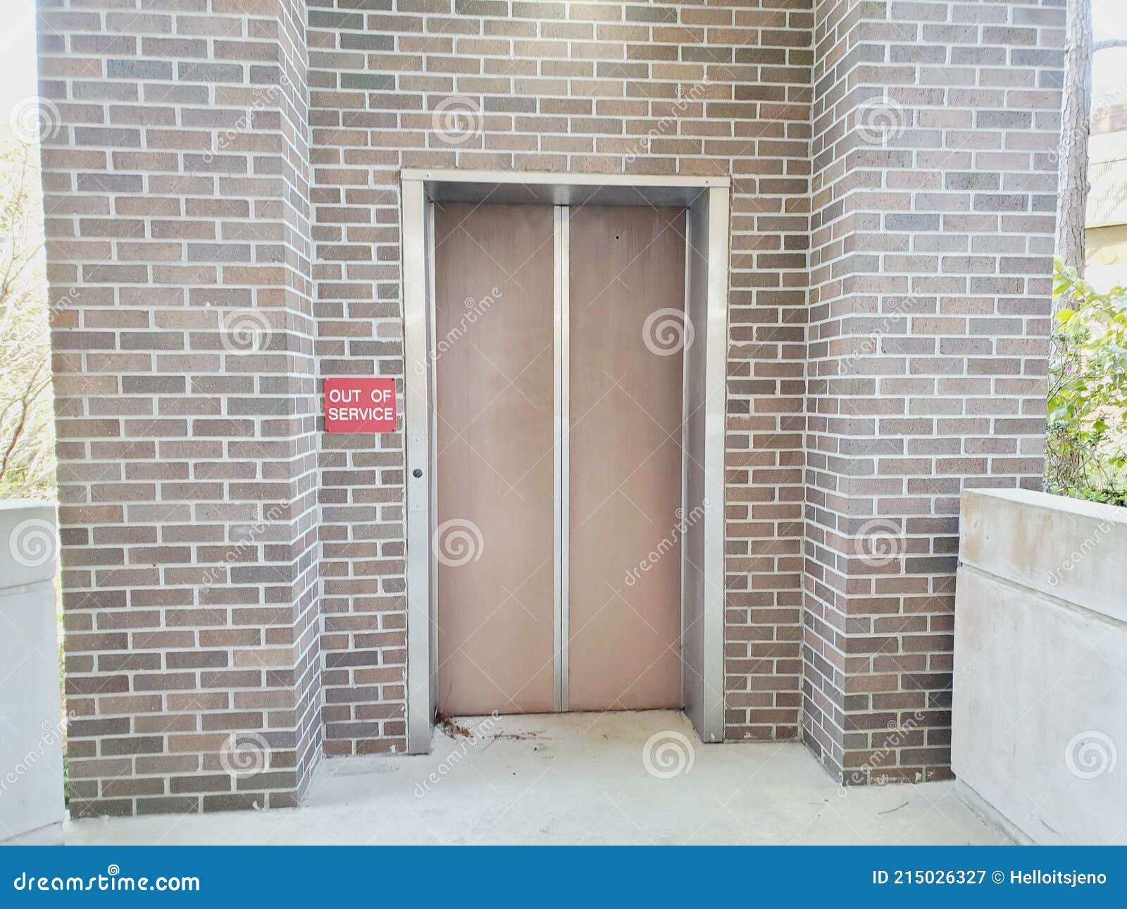 Outdoor Elevator with Brick Wall Out of Service Stock Image - Image of ...