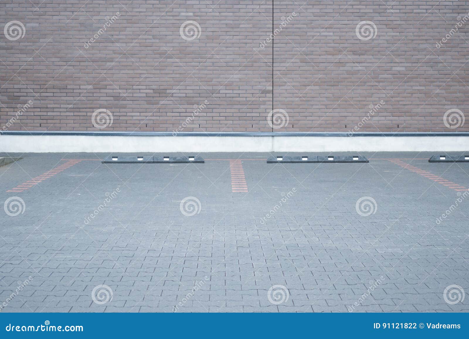 Outdoor Empty Space Car Parking and Modern Brick Wall Stock Photo ...