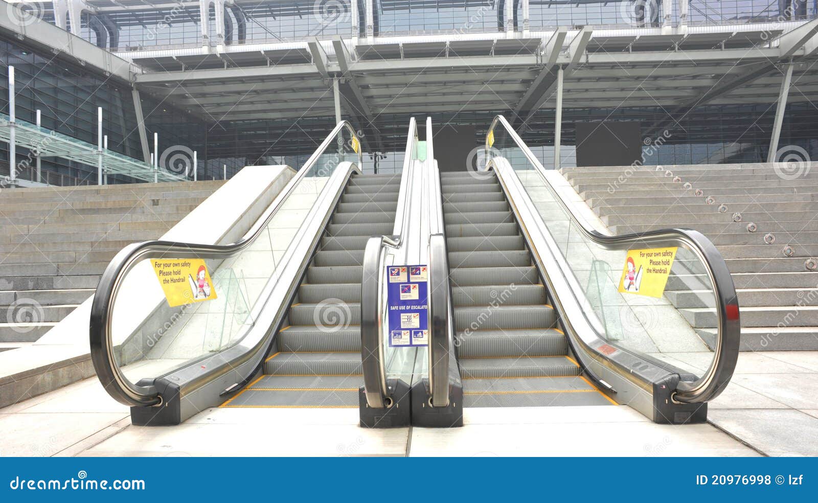 Outdoor Escalators of Modern Building Stock Photo - Image of metal ...