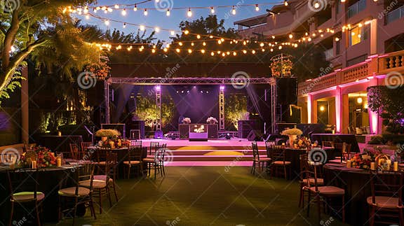 Outdoor Event Space Featuring Stage Setup and Elegant Seating with ...