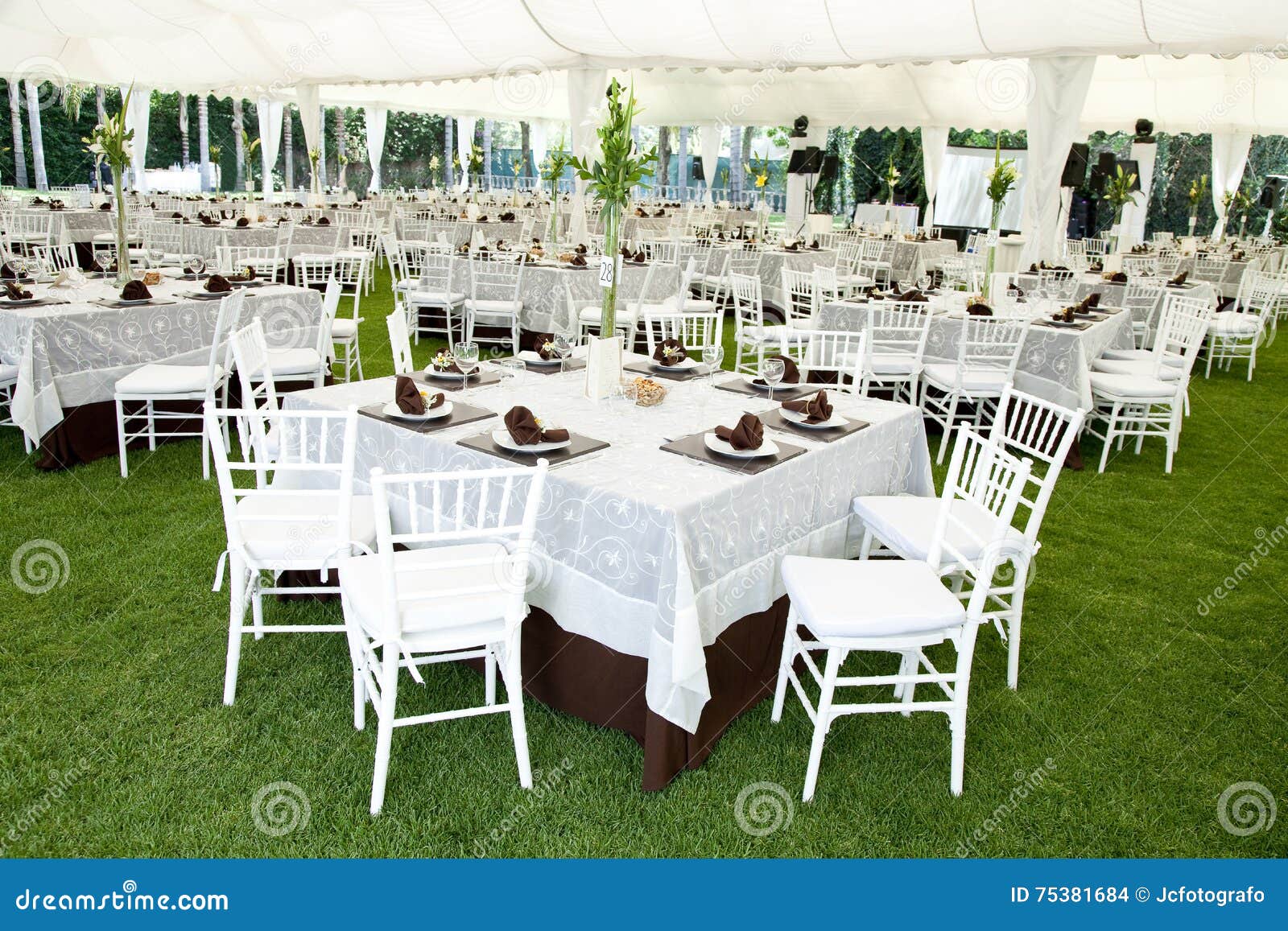 Outdoor Event or Wedding Reception Stock Photo - Image of food, chair ...