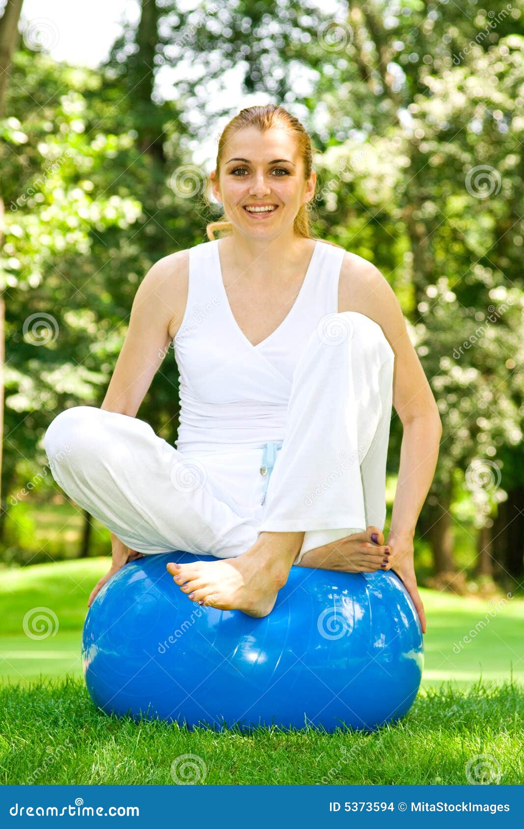 Outdoor exercise stock photo. Image of pilate, posture - 5373594
