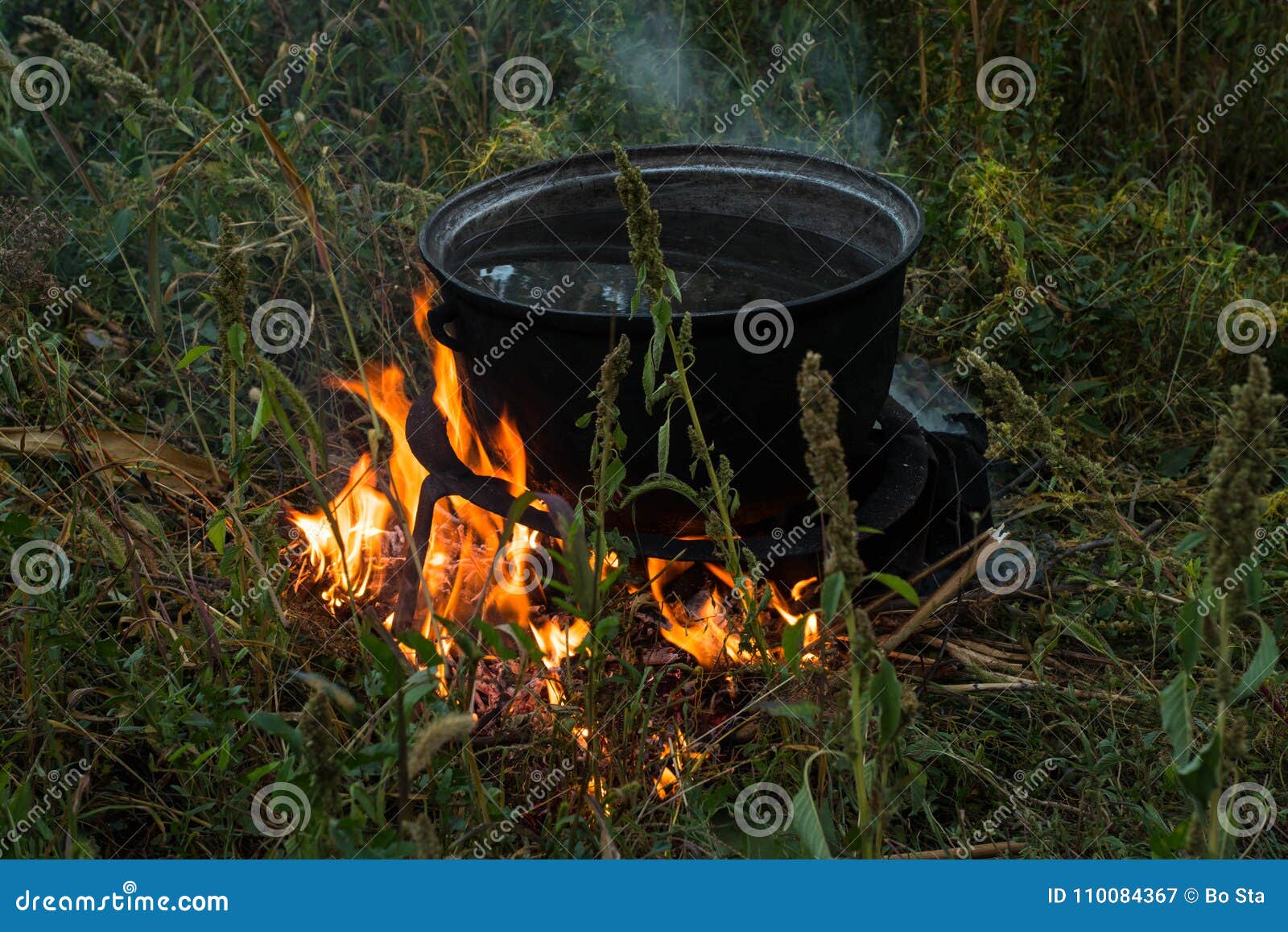 Outdoor Fire Cooking Boiling Water Stock Image - Image of food, boil ...