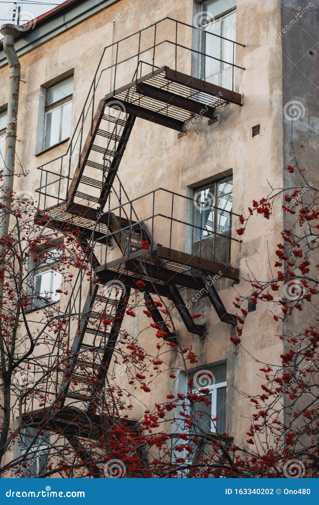 Outdoor Fire Escape on a Residential Building. Emergency Exit from the ...