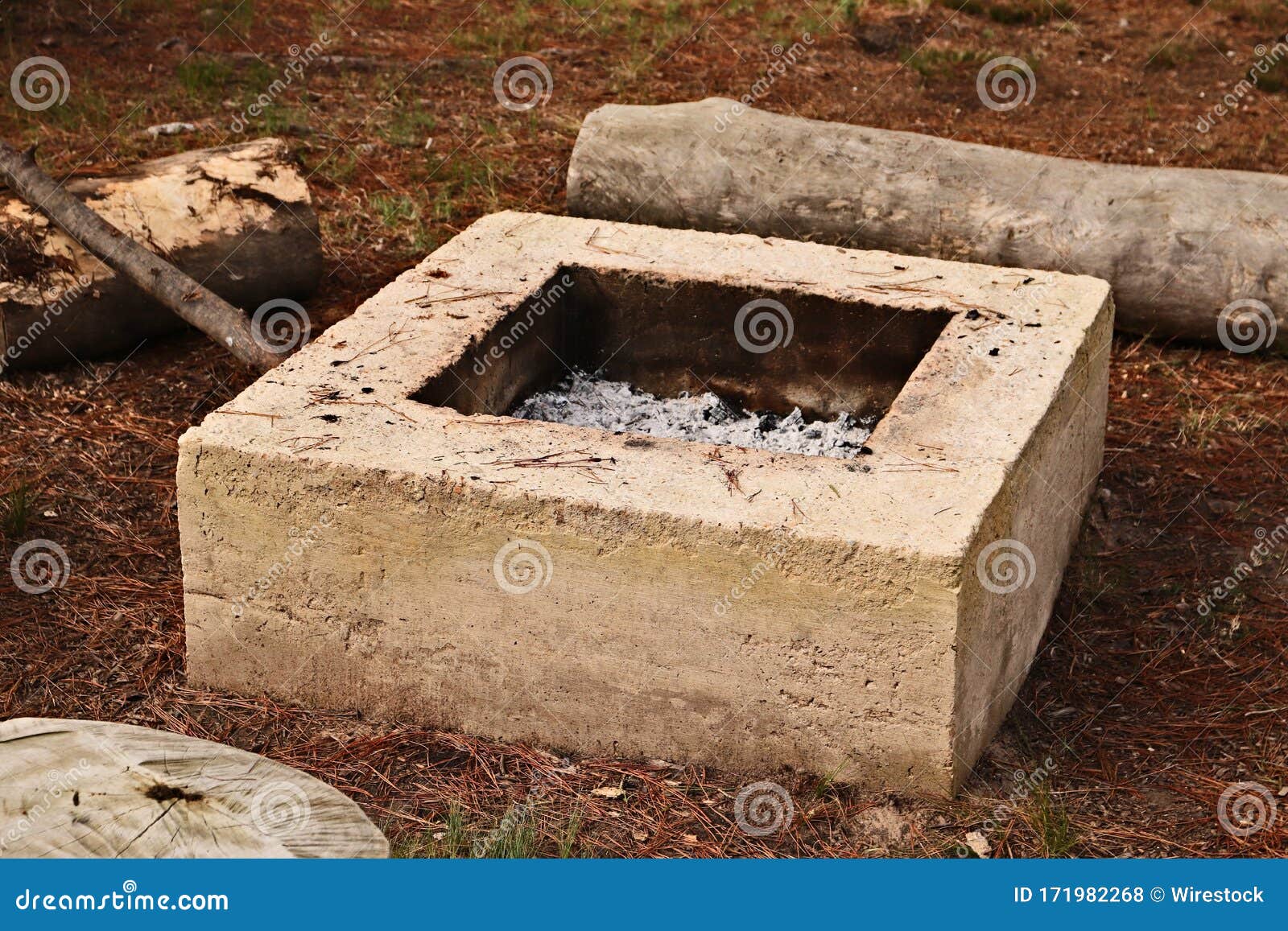 An outdoor fire pit stock photo. Image of fireplace - 171982268