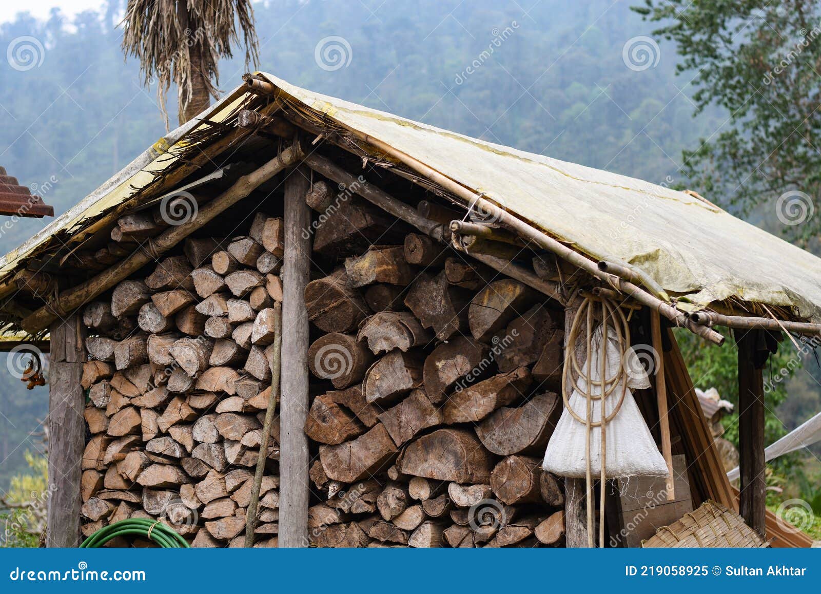 Outdoor Firewood Storage Hut, Space Open and Ventilated Stock Image ...