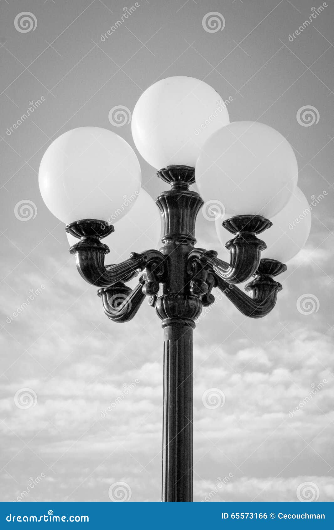 Outdoor, Five-Bulb Light Post (B/W) Stock Photo - Image of utility ...