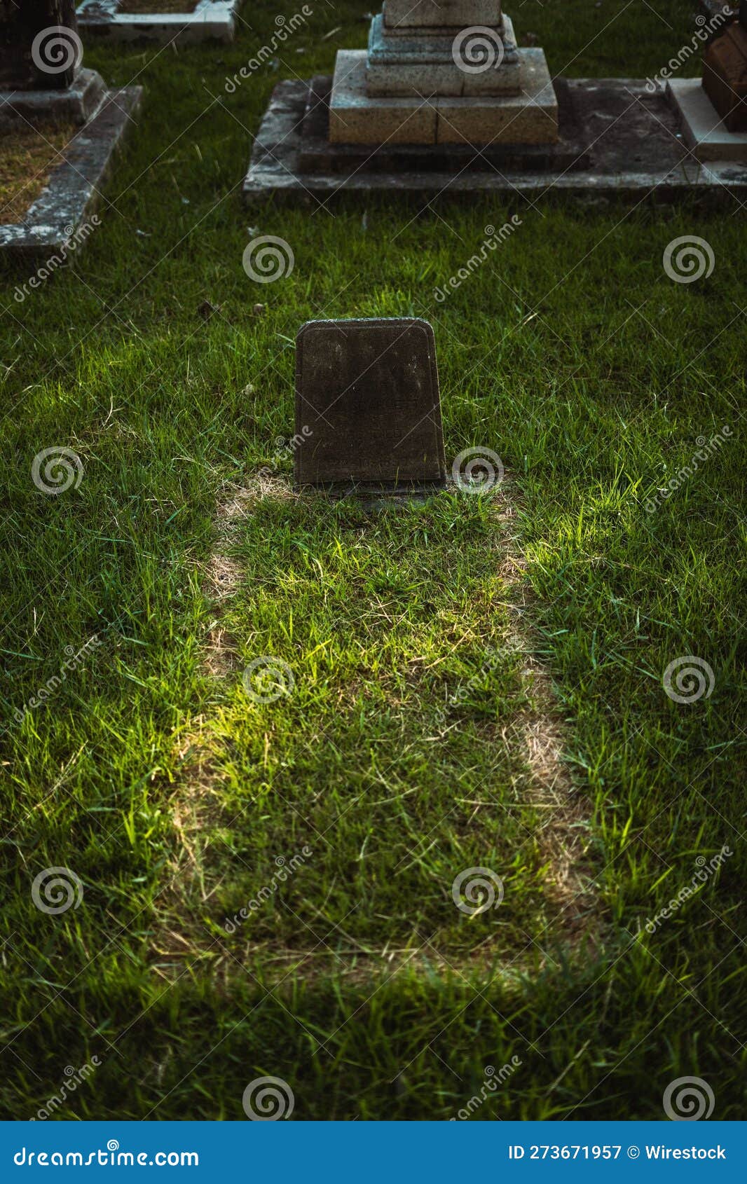 Outdoor Graveyard Scene Featuring Numerous Tombstones in the Background ...