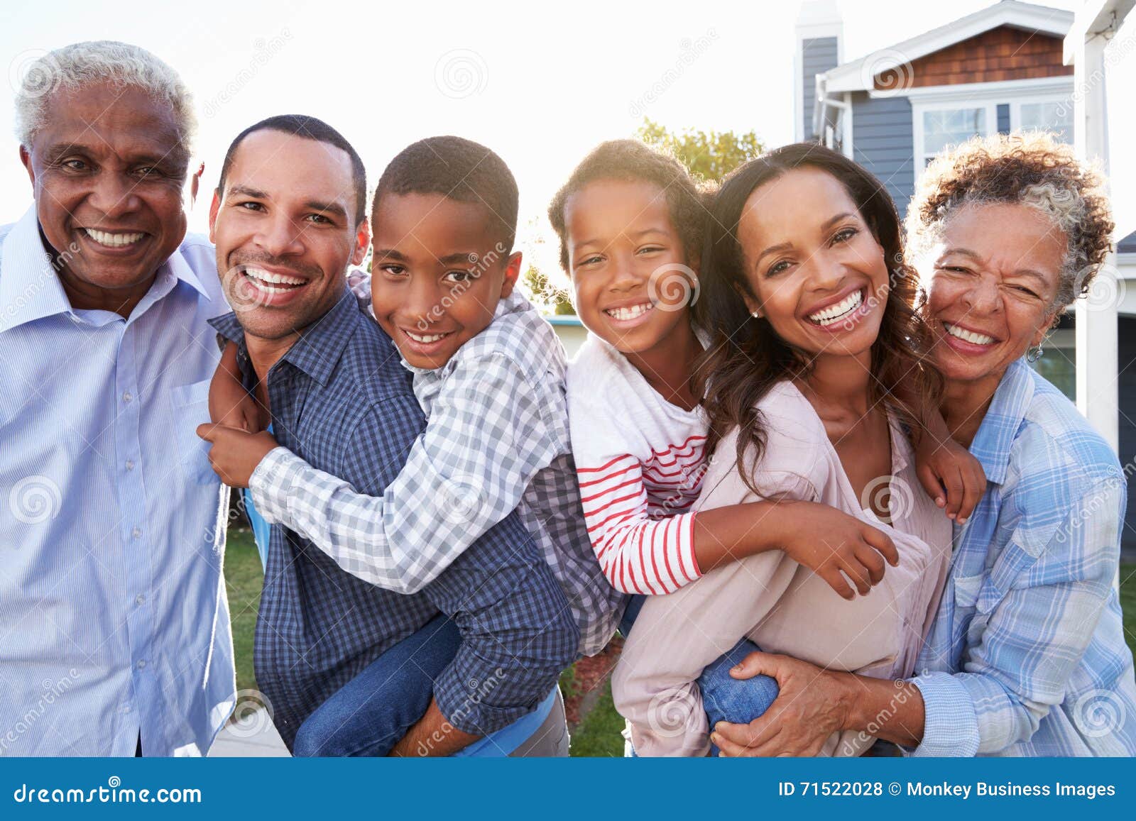 Outdoor Group Portrait of Black Multi Generation Family Stock Photo ...